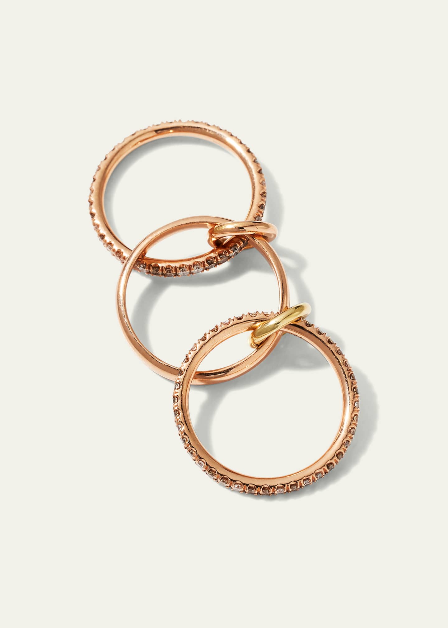 Spinelli Kilcollin Remy Three Linked Ring in 18K Rose Gold with U-Pave ...