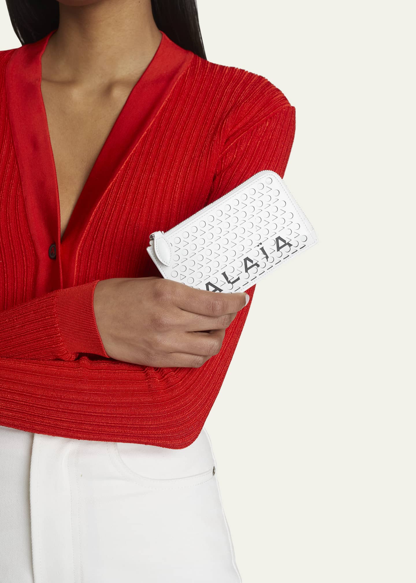 ALAIA Small Laser-Cut Zip Pouch Wallet - Bergdorf Goodman