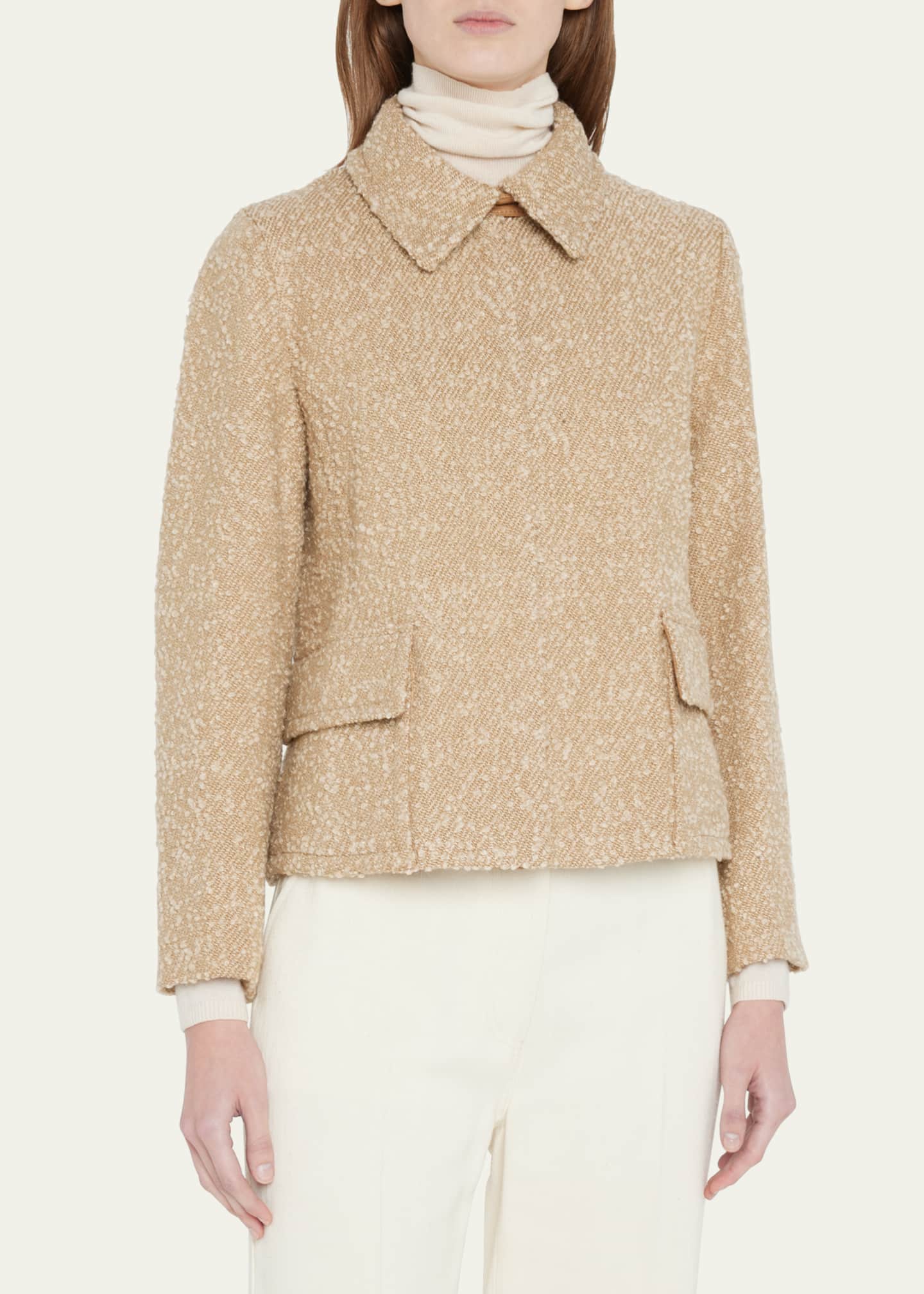 Akris Lia Tweed Boucle Leather Trim Jacket - Bergdorf Goodman