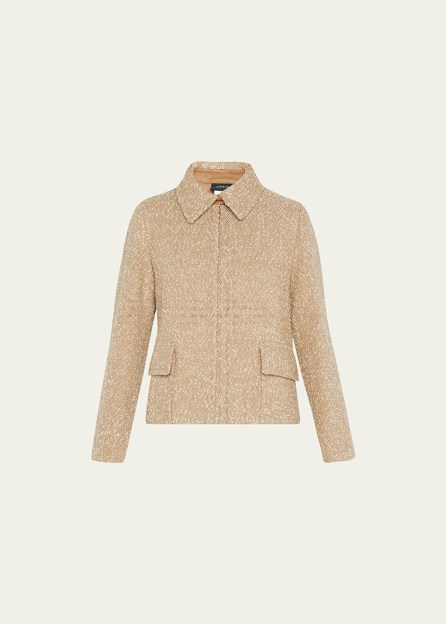 Akris Lia Tweed Boucle Leather Trim Jacket - Bergdorf Goodman