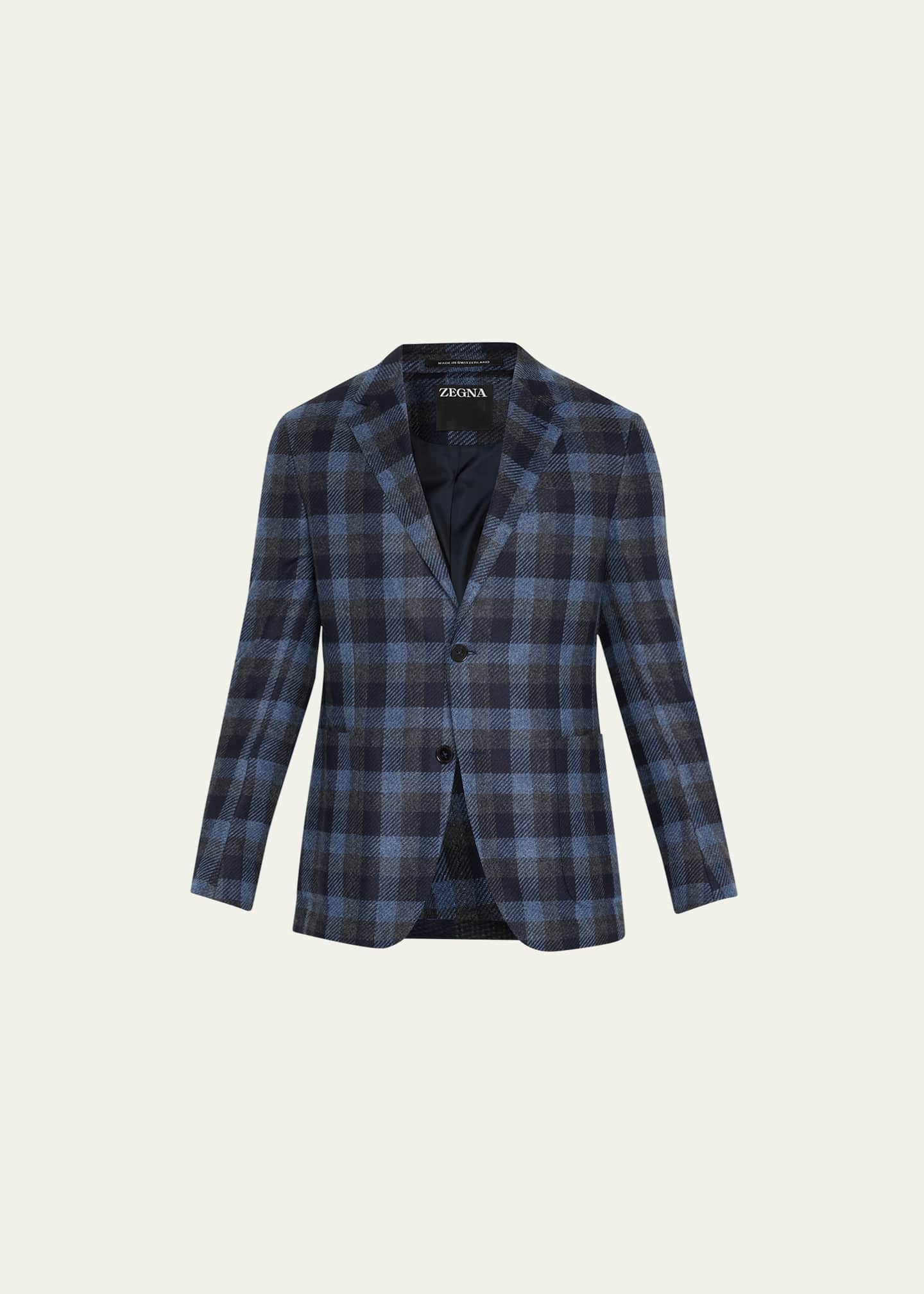 ZEGNA Men's Macro-Check Cashmere Sport Jacket - Bergdorf Goodman