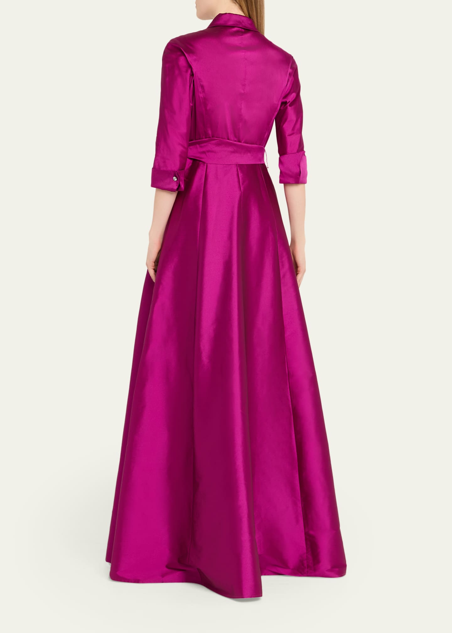 Rickie Freeman for Teri Jon 3/4-Sleeve Taffeta Shirtdress Gown ...