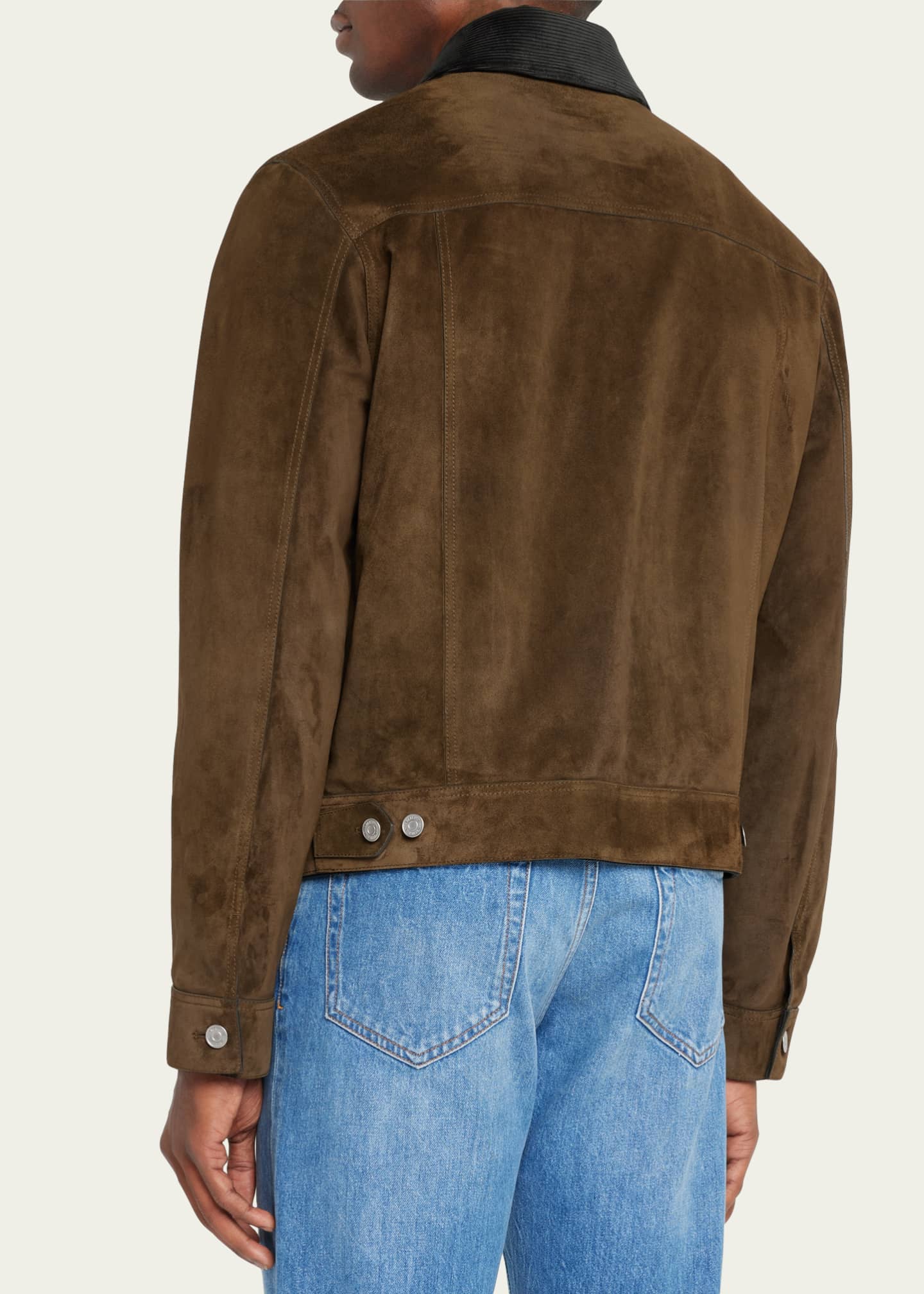 Berluti Men's Corduroy Collar Suede Leather Jacket - Bergdorf Goodman