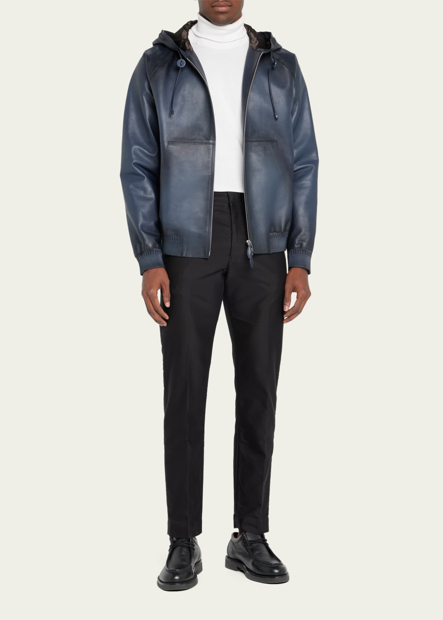 Berluti Men's B-Way Patina Leather Full-Zip Hoodie - Bergdorf Goodman