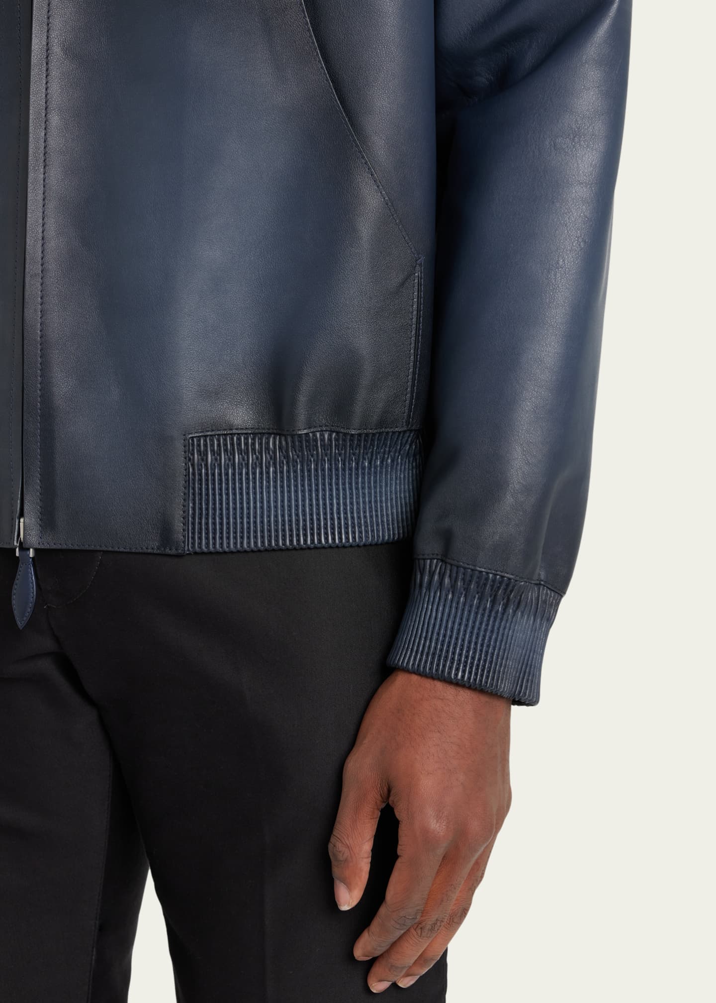 Berluti Men's B-Way Patina Leather Full-Zip Hoodie - Bergdorf Goodman