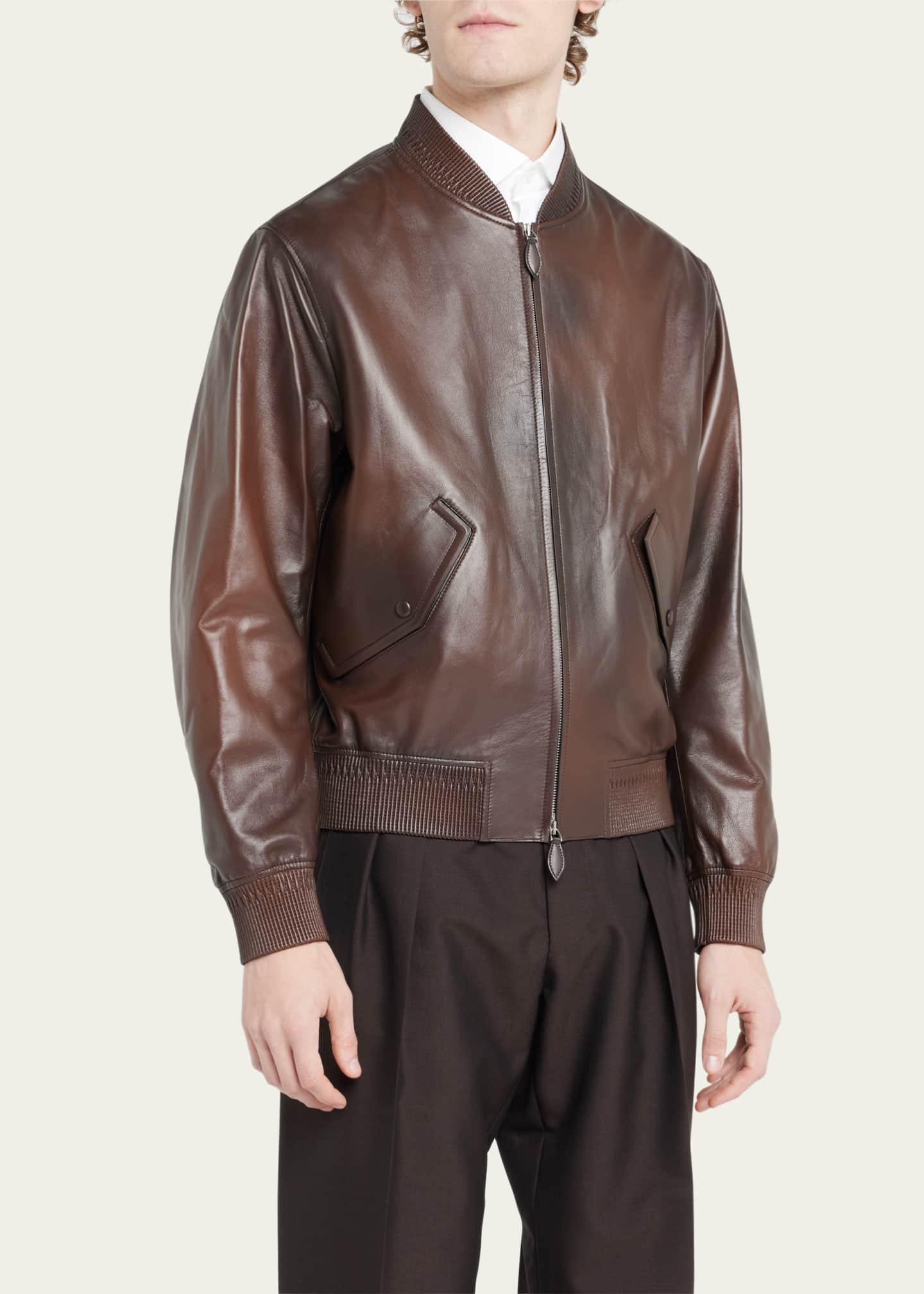 Berluti Men's Patina Leather Bomber Jacket - Bergdorf Goodman