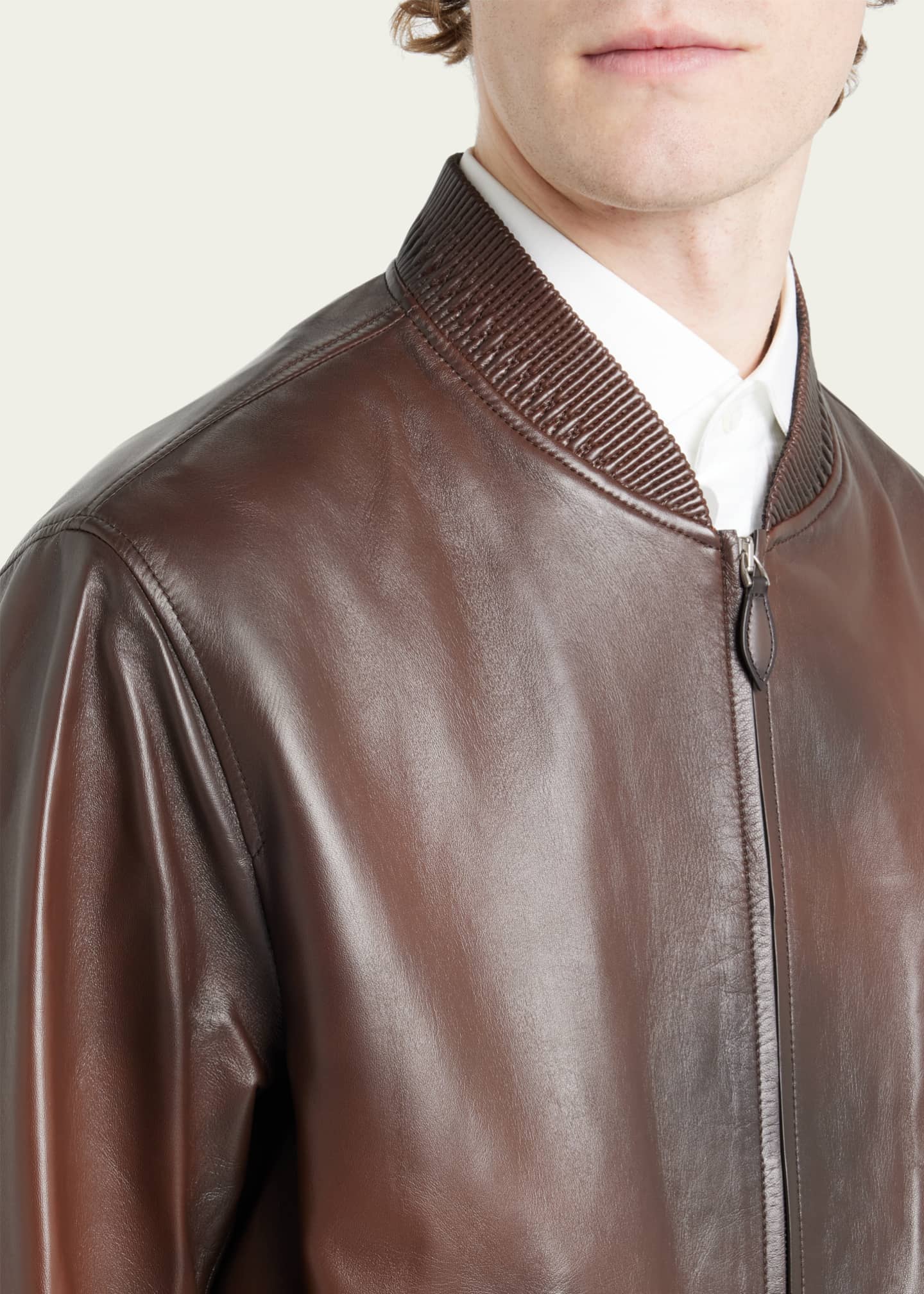 Berluti Men's Patina Leather Bomber Jacket - Bergdorf Goodman