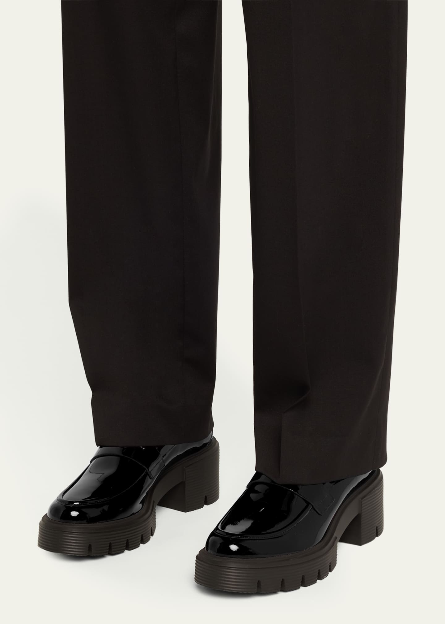 Stuart Weitzman Soho Patent Lug-Sole Penny Loafers - Bergdorf Goodman