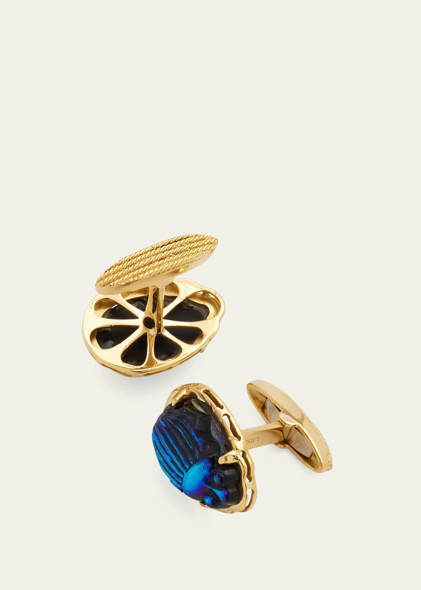 Lois Sasson Design Men's 18K Yellow Gold Glass Scarab Cufflinks ...