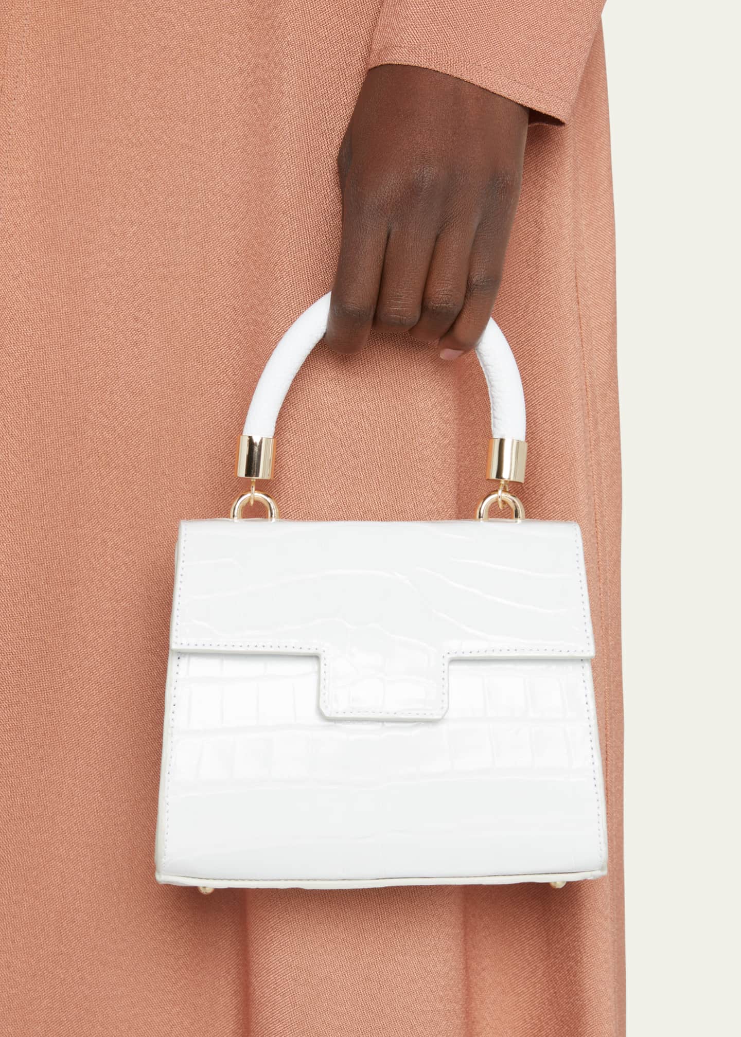 Maria Oliver Michelle Mini Shiny Alligator Top-Handle Bag - Bergdorf ...