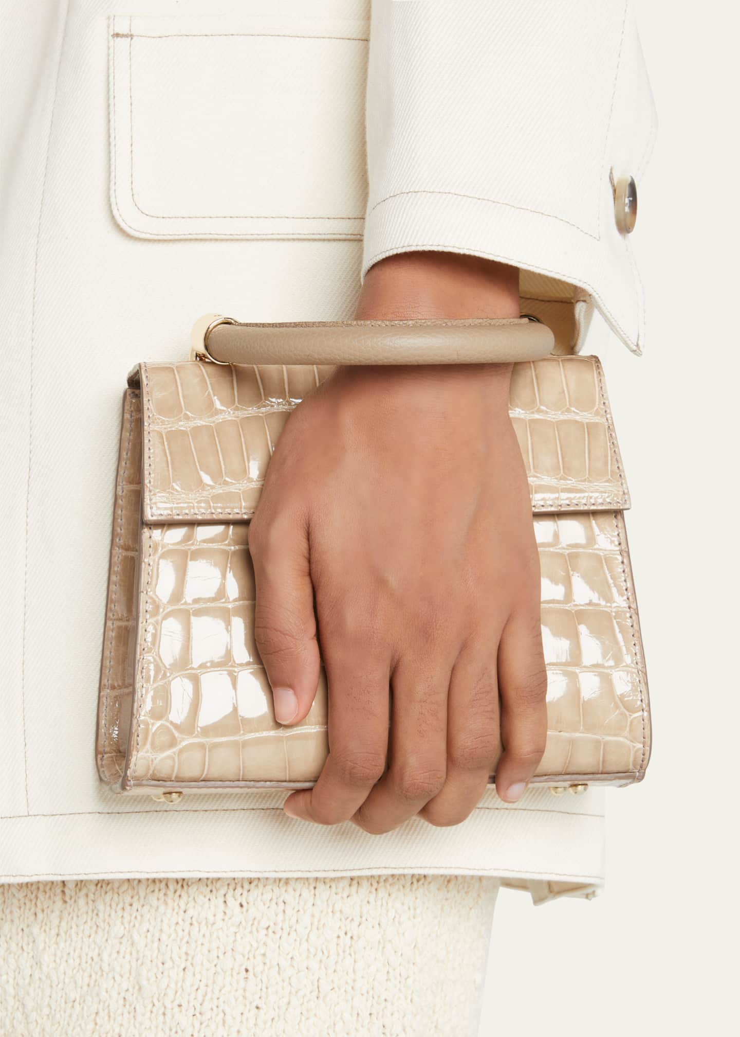Maria Oliver Michelle Mini Shiny Alligator Top-Handle Bag - Bergdorf ...