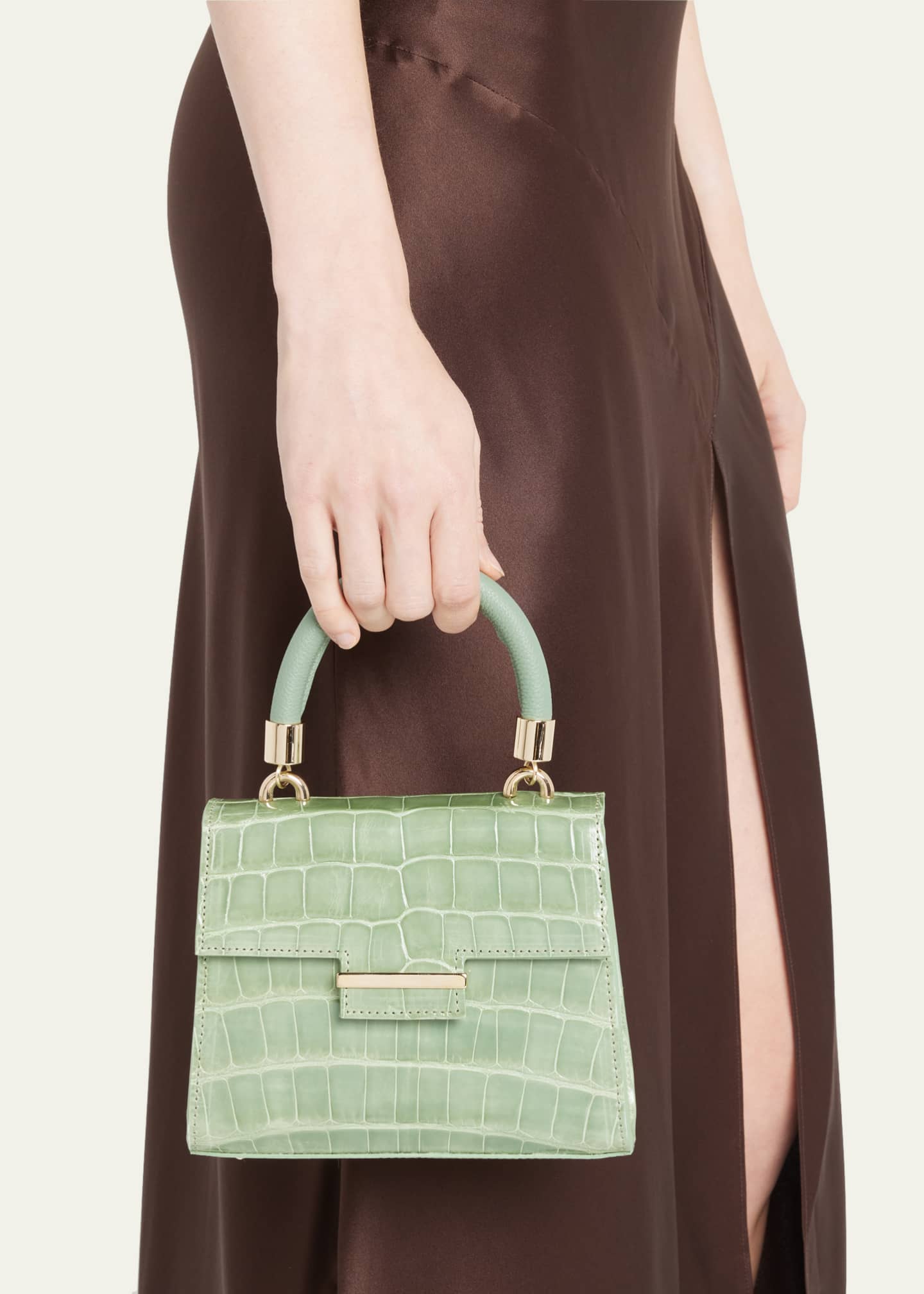 Maria Oliver Michelle Mini Shiny Alligator Top-Handle Bag - Bergdorf ...
