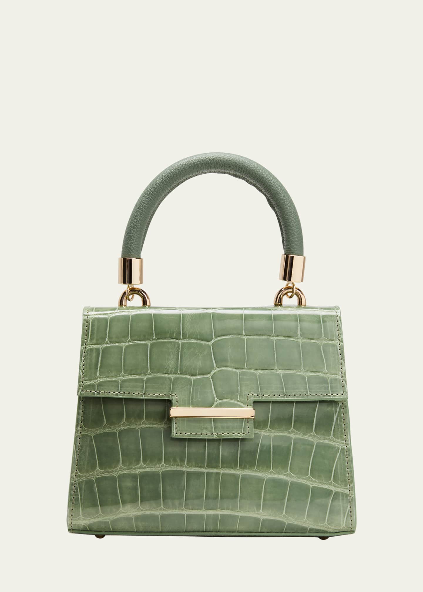 Maria Oliver Michelle Mini Shiny Alligator Top-Handle Bag - Bergdorf ...