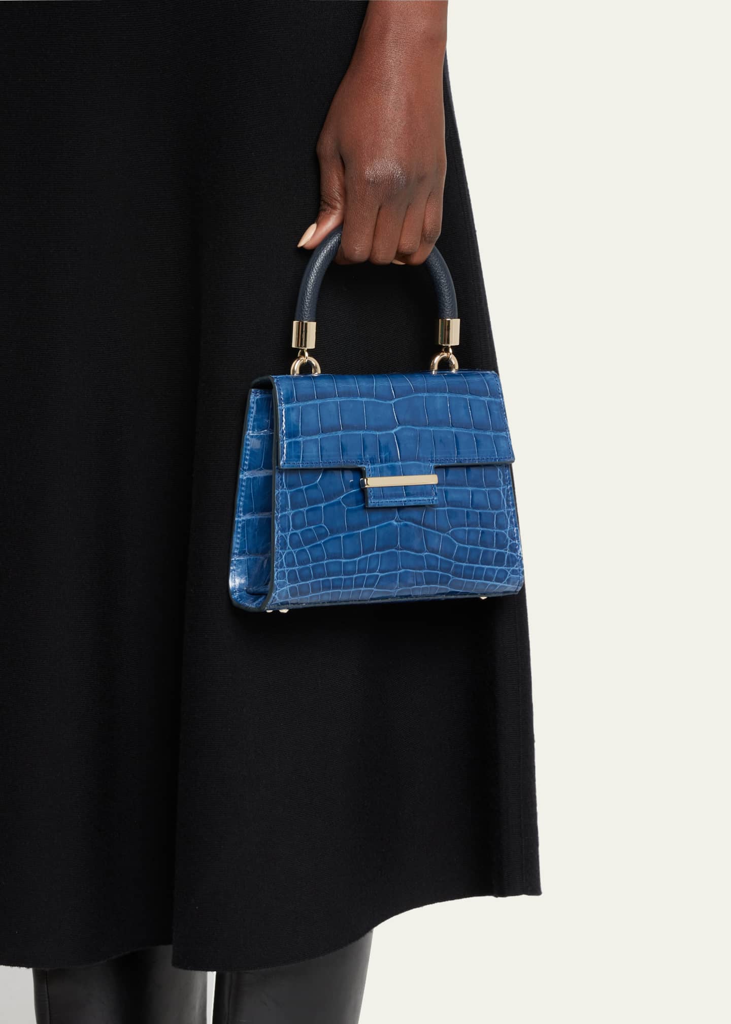 Maria Oliver Michelle Mini Shiny Alligator Top-Handle Bag - Bergdorf ...