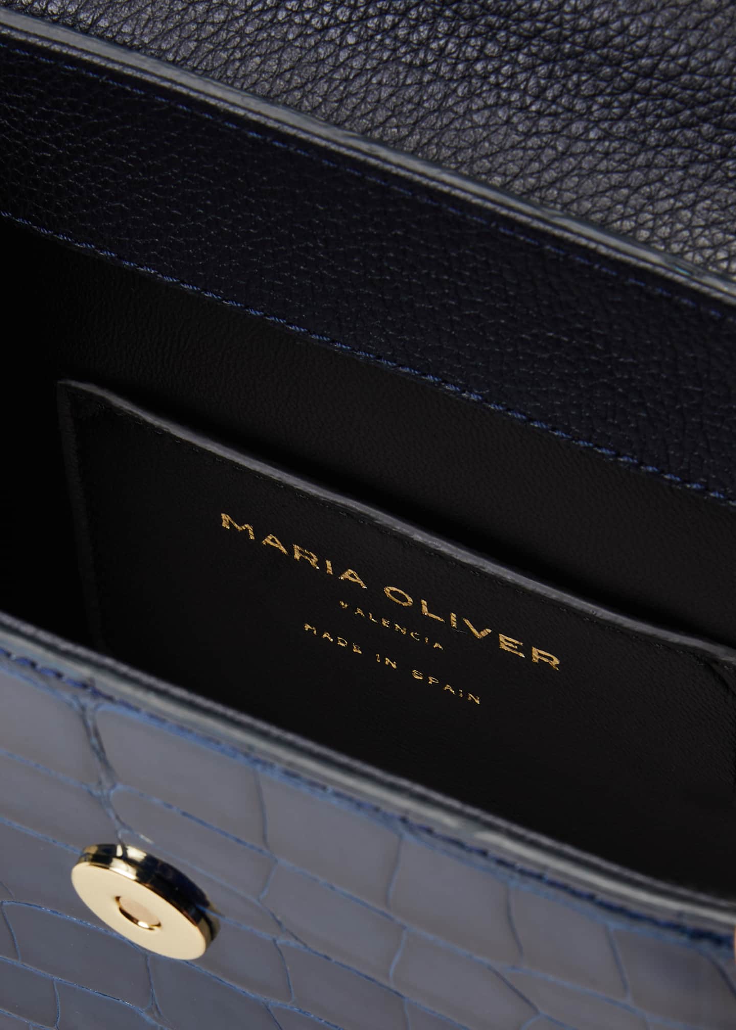 Maria Oliver Michelle Mini Shiny Alligator Top-Handle Bag - Bergdorf ...