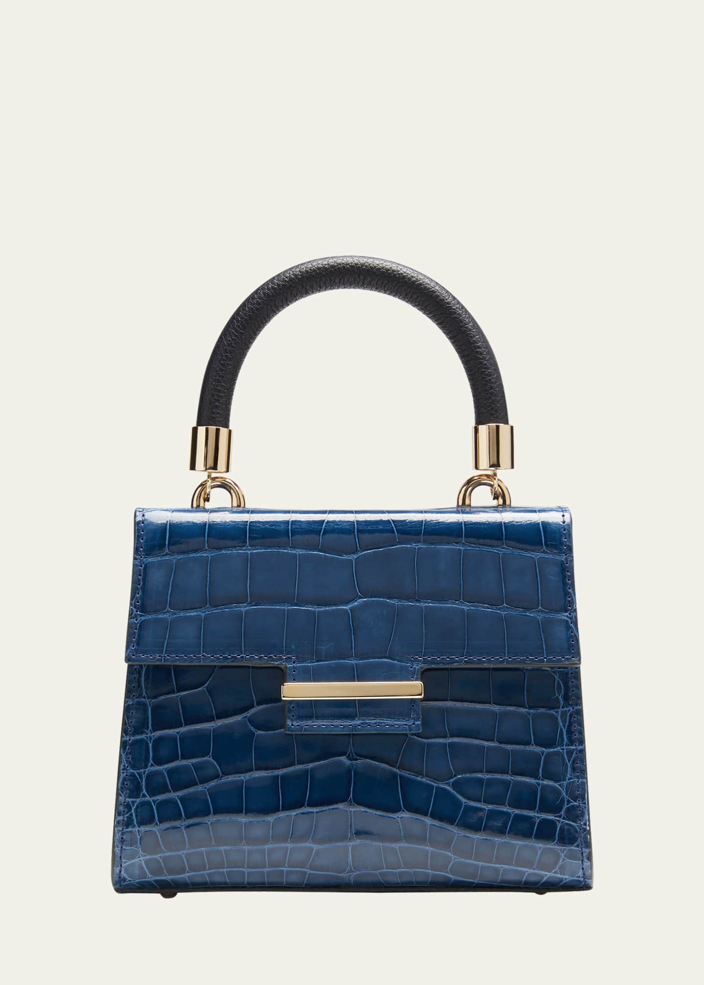 Maria Oliver Michelle Mini Shiny Alligator Top-Handle Bag - Bergdorf ...