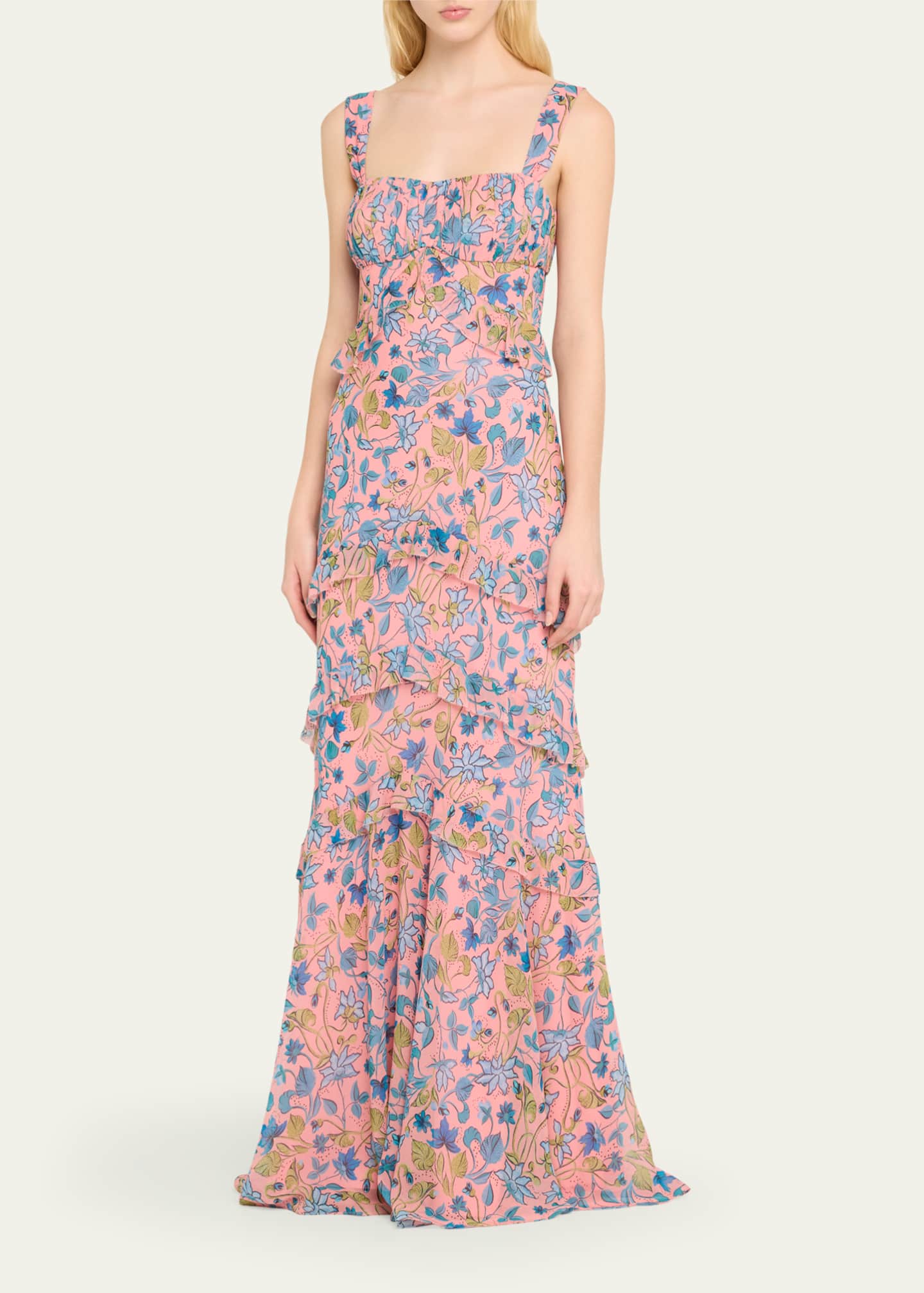 Saloni Chandra Floral Ruffled Gown - Bergdorf Goodman