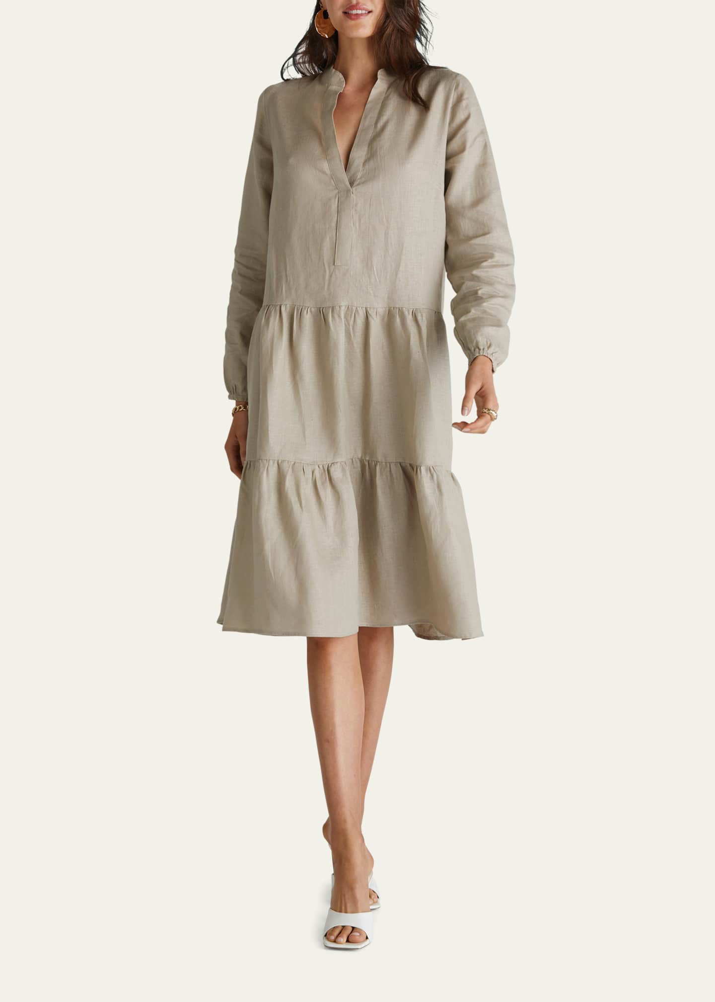 Aqua Blu Australia Alyssa Linen Knee-Length Sundress - Bergdorf Goodman