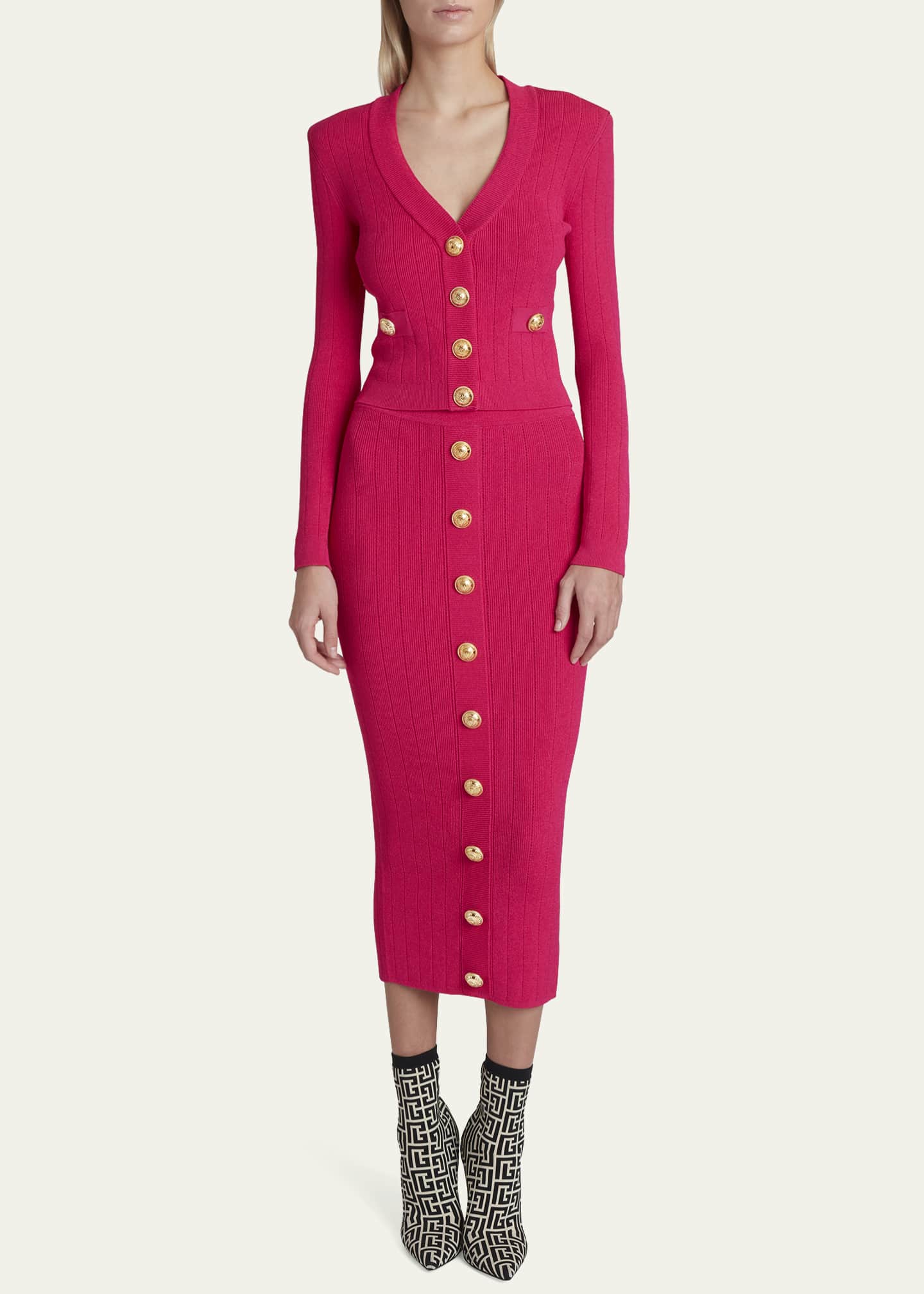 Balmain V-Neck Slim Cardigan - Bergdorf Goodman