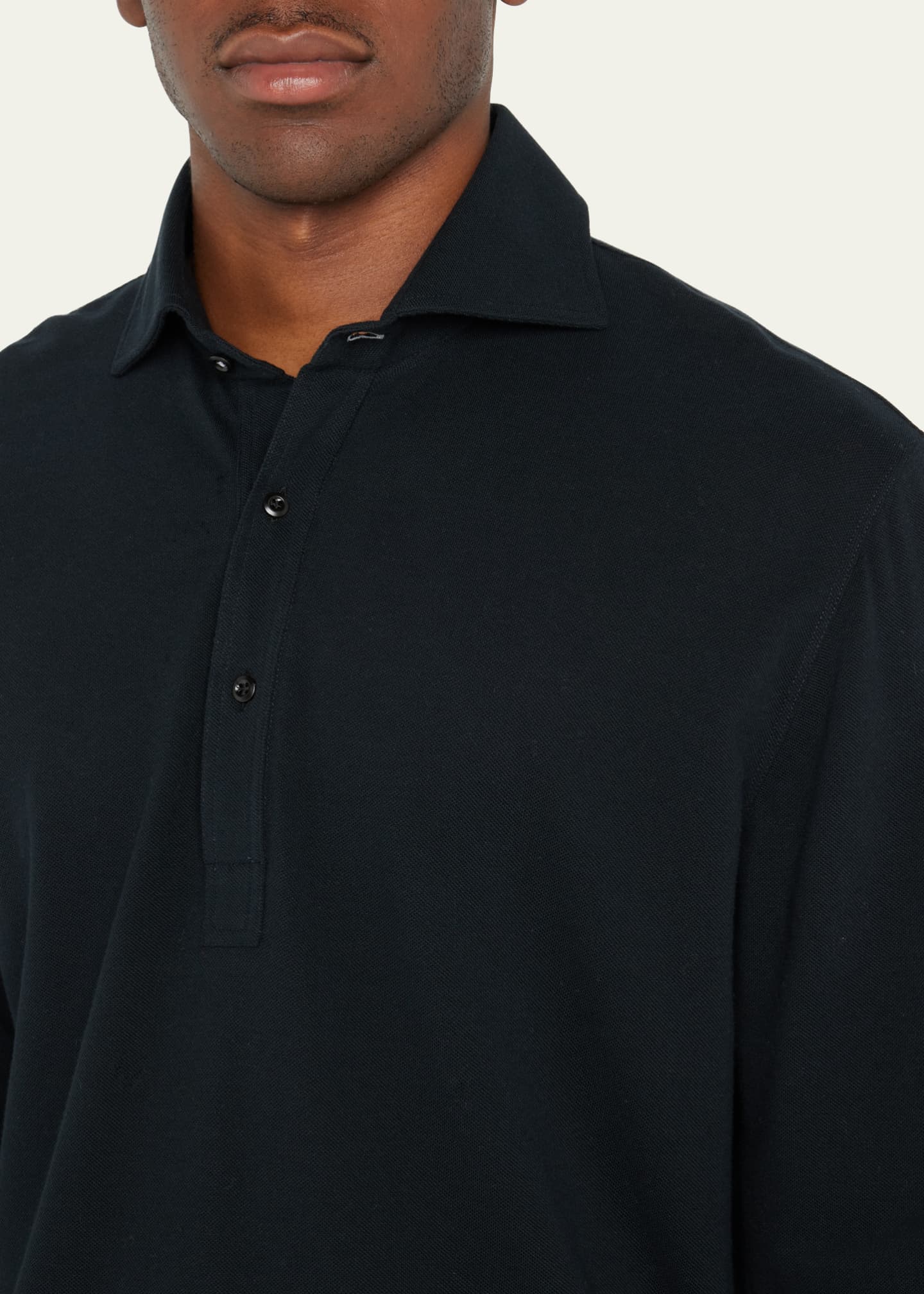 Brunello Cucinelli Men's Pique Button-Cuff Polo Shirt - Bergdorf Goodman