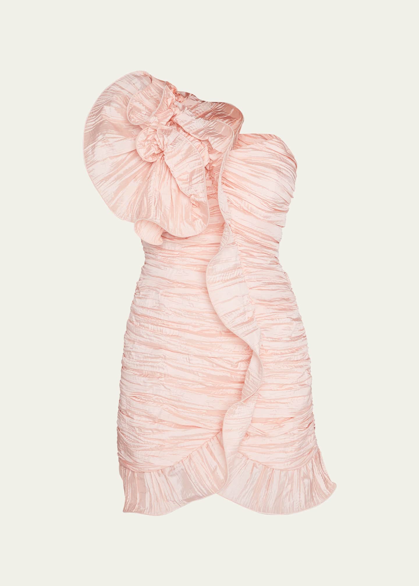 LoveShackFancy Brenaya Ruched Satin Mini Dress - Bergdorf Goodman