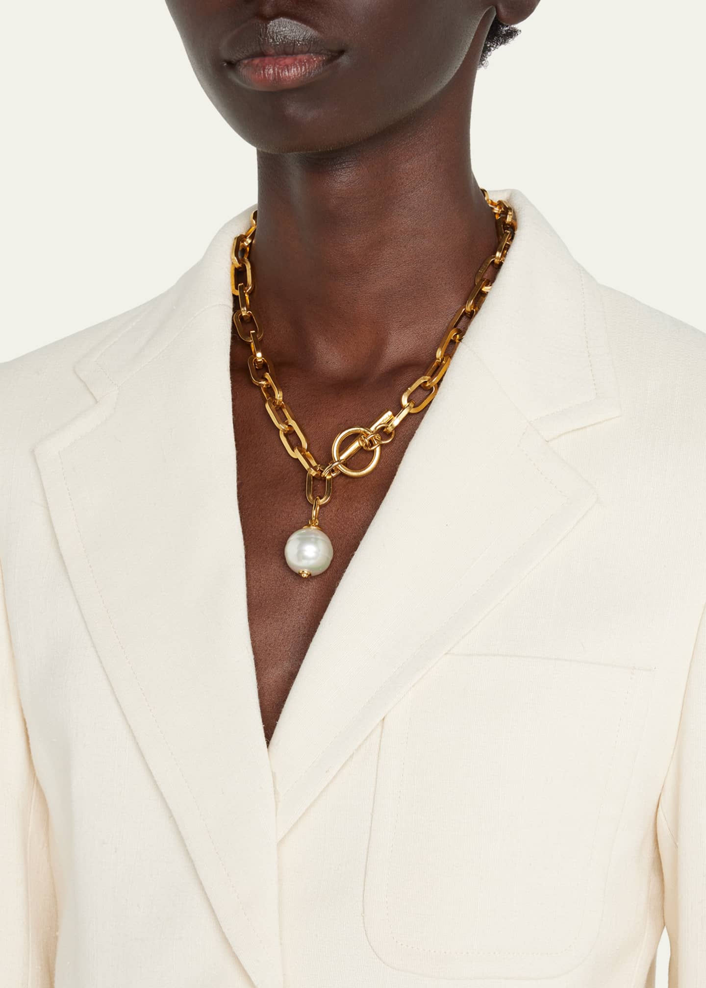 Ben-Amun Gold Chain Toggle Necklace with Pearly Drop - Bergdorf Goodman