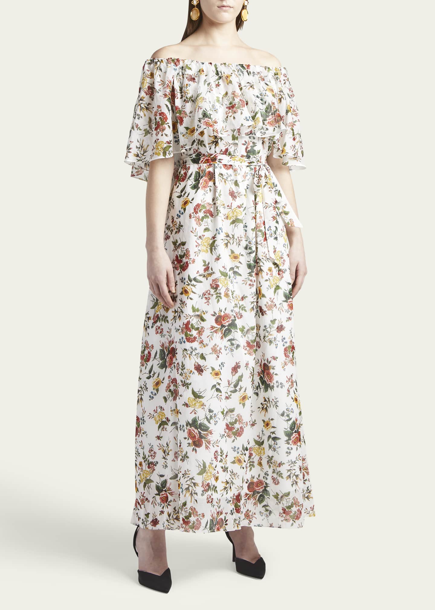 Erdem Algarve Floral-Print Off-the-Shoulder Maxi Dress - Bergdorf Goodman