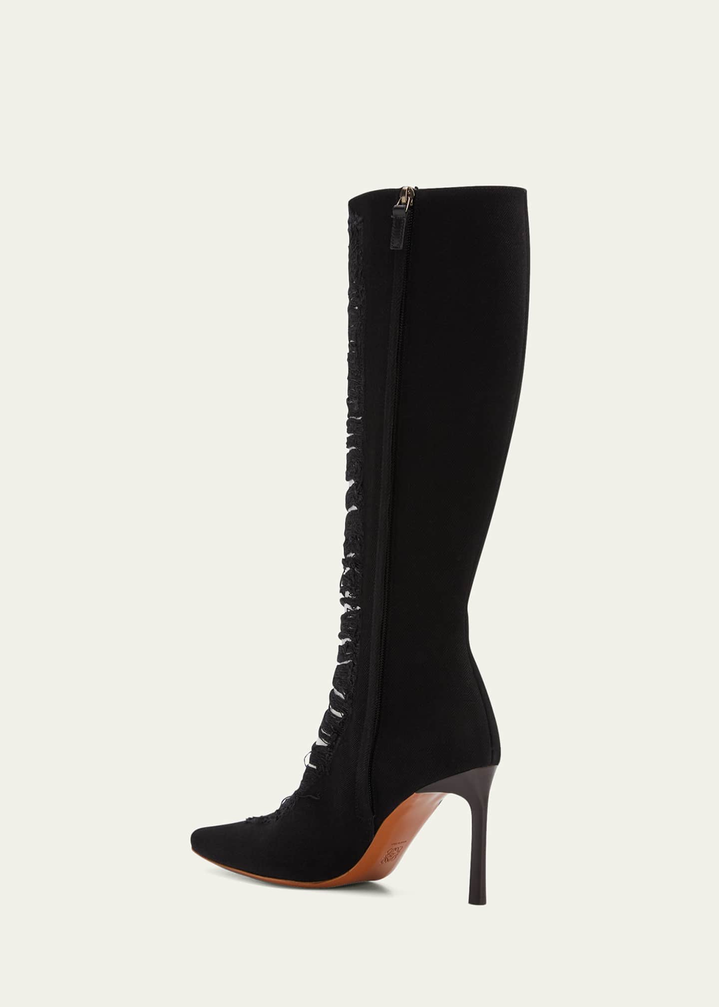 Loewe Ripped Denim Stiletto Knee Boots - Bergdorf Goodman