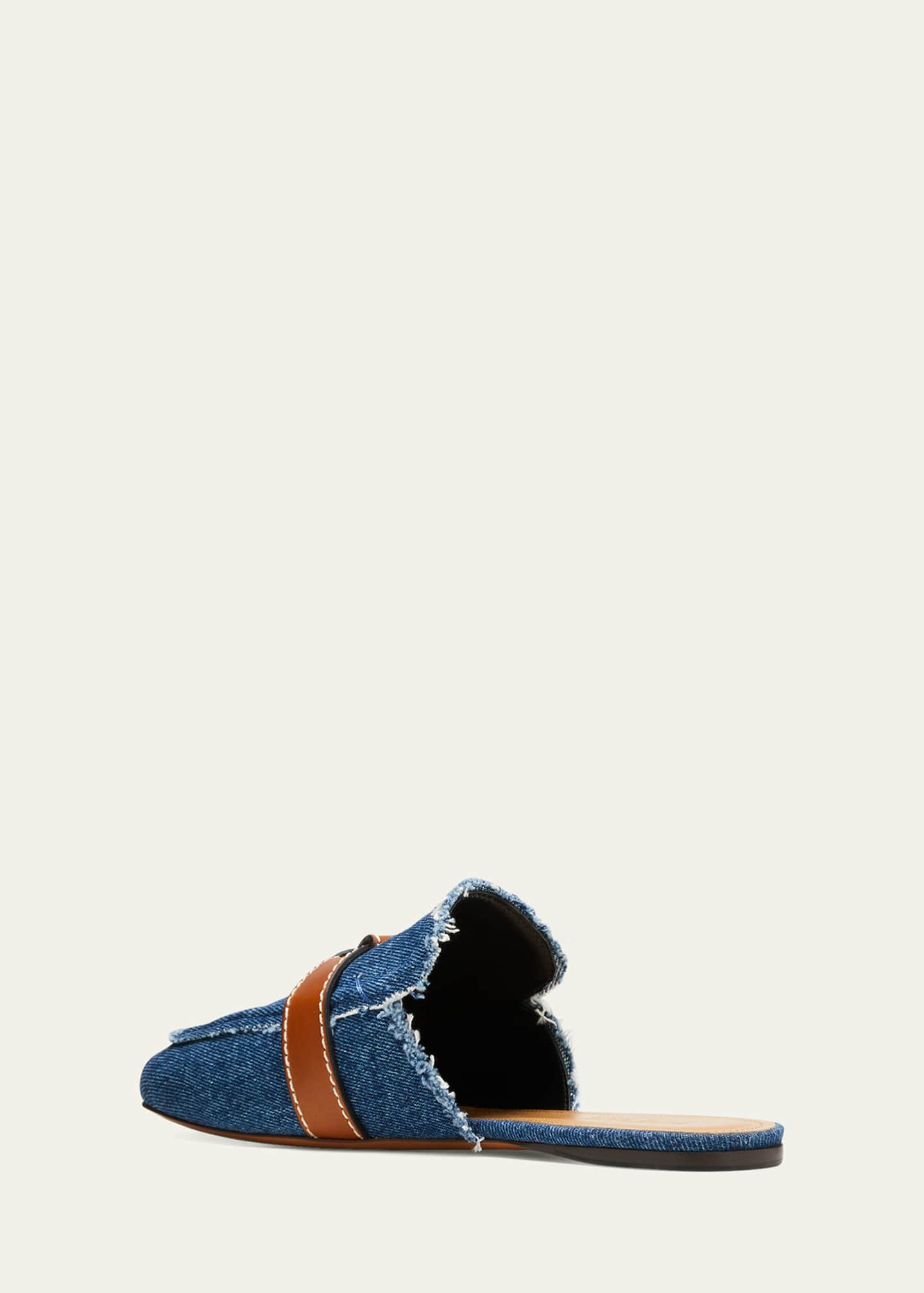 Loewe Gate Denim Flat Mules - Bergdorf Goodman