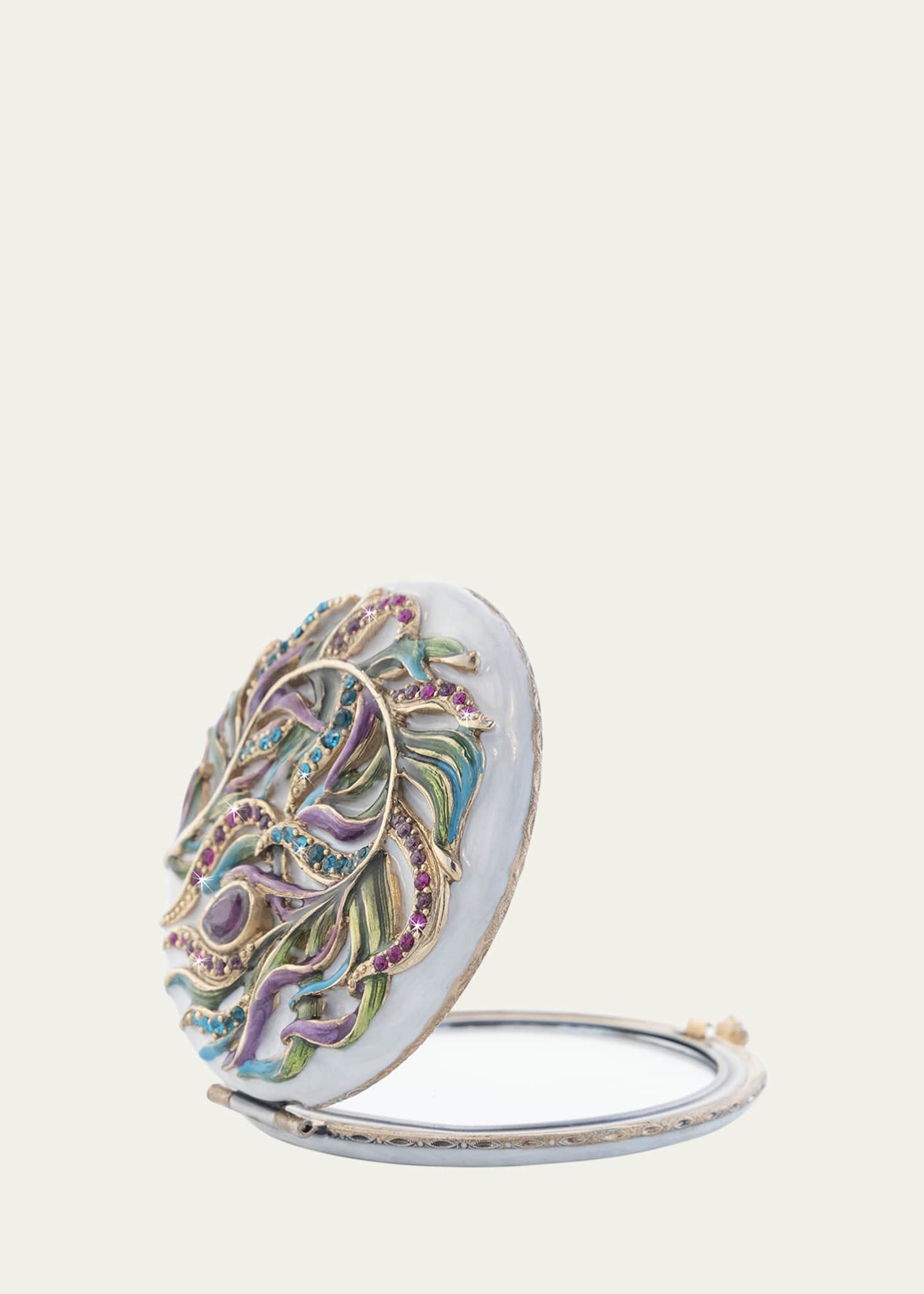 Jay Strongwater Classic Peacock Compact - Bergdorf Goodman