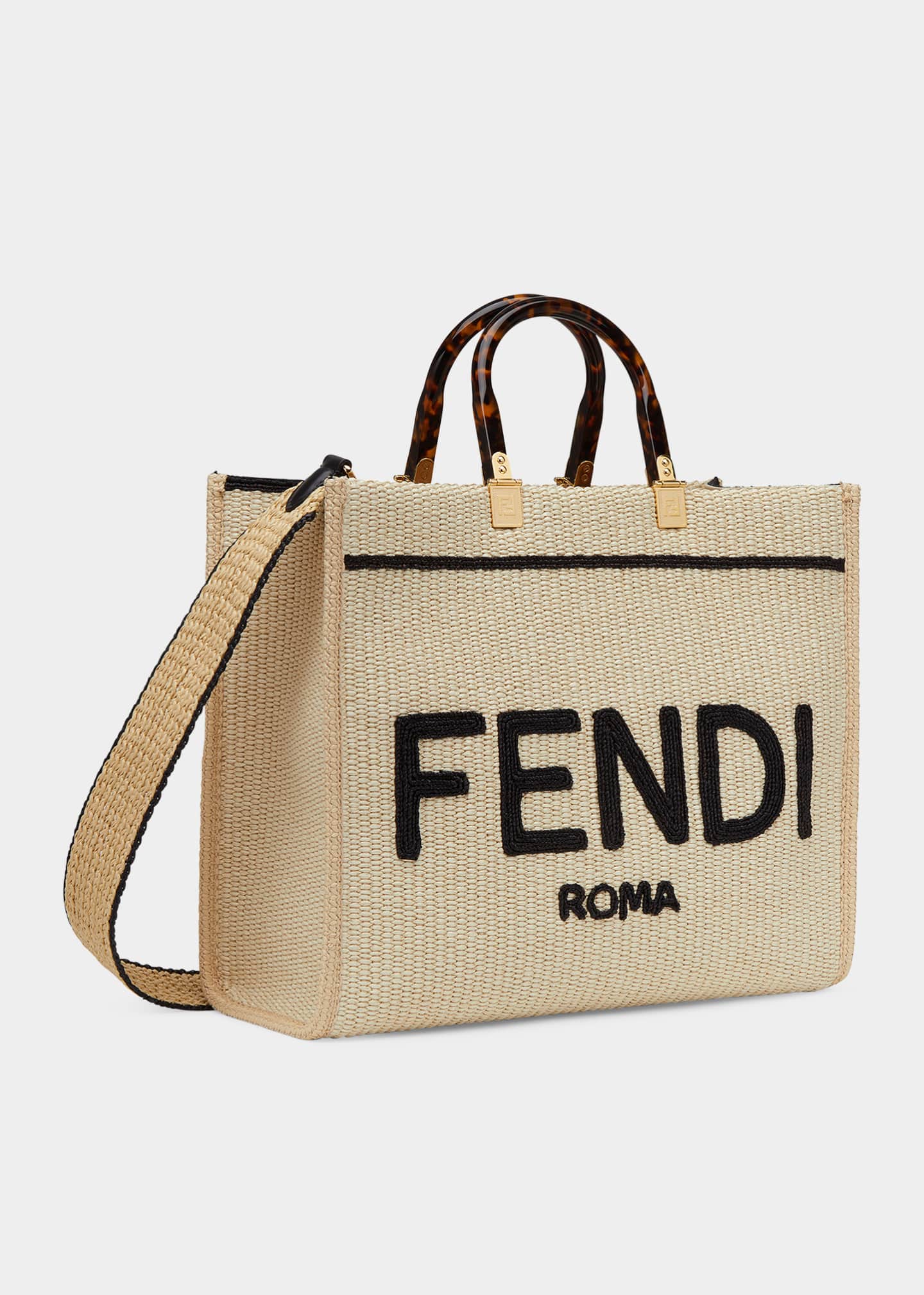 Fendi Sunshine Medium Straw Tote Bag - Bergdorf Goodman