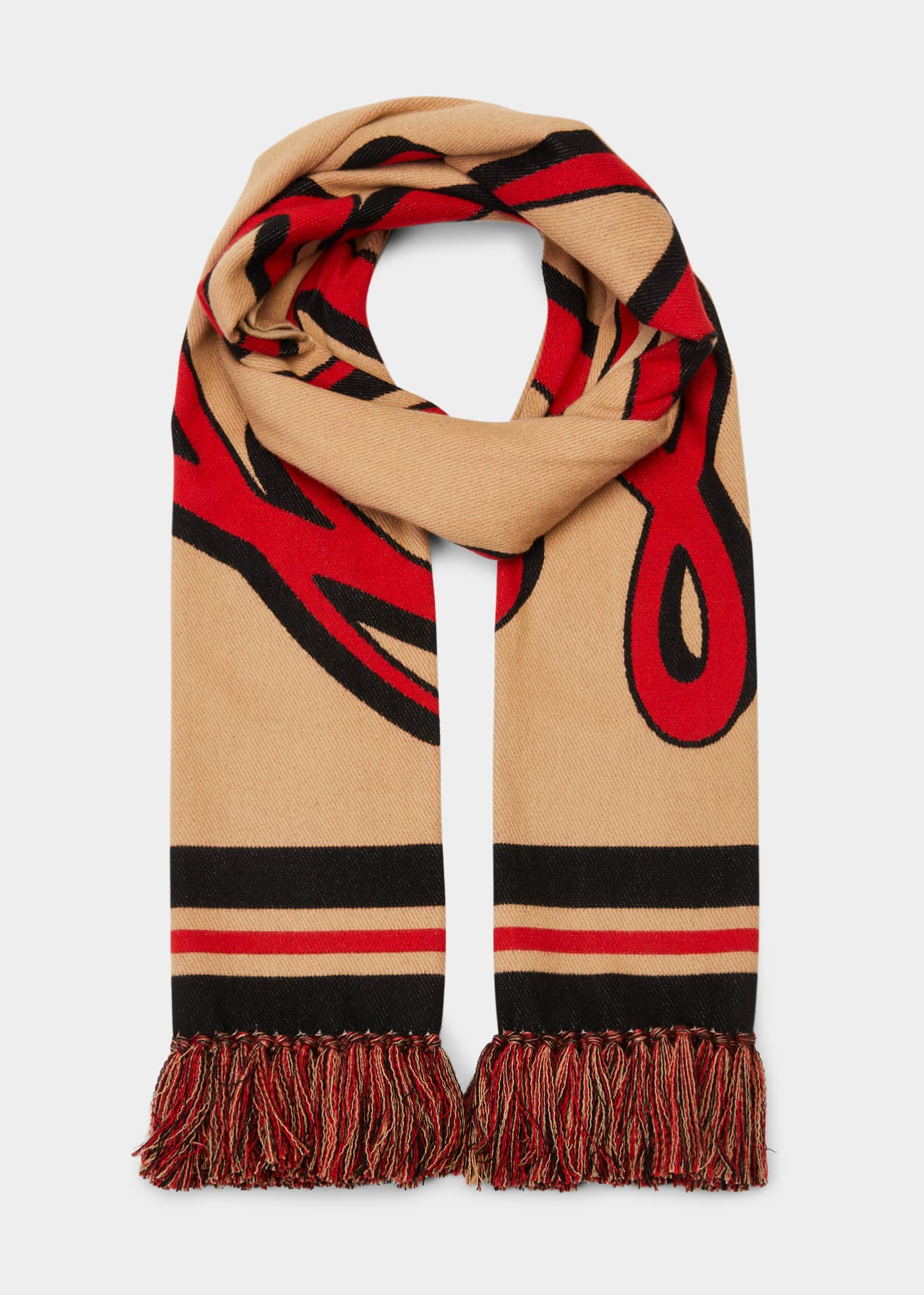 Burberry Football Logo Icon Stripe Scarf - Bergdorf Goodman