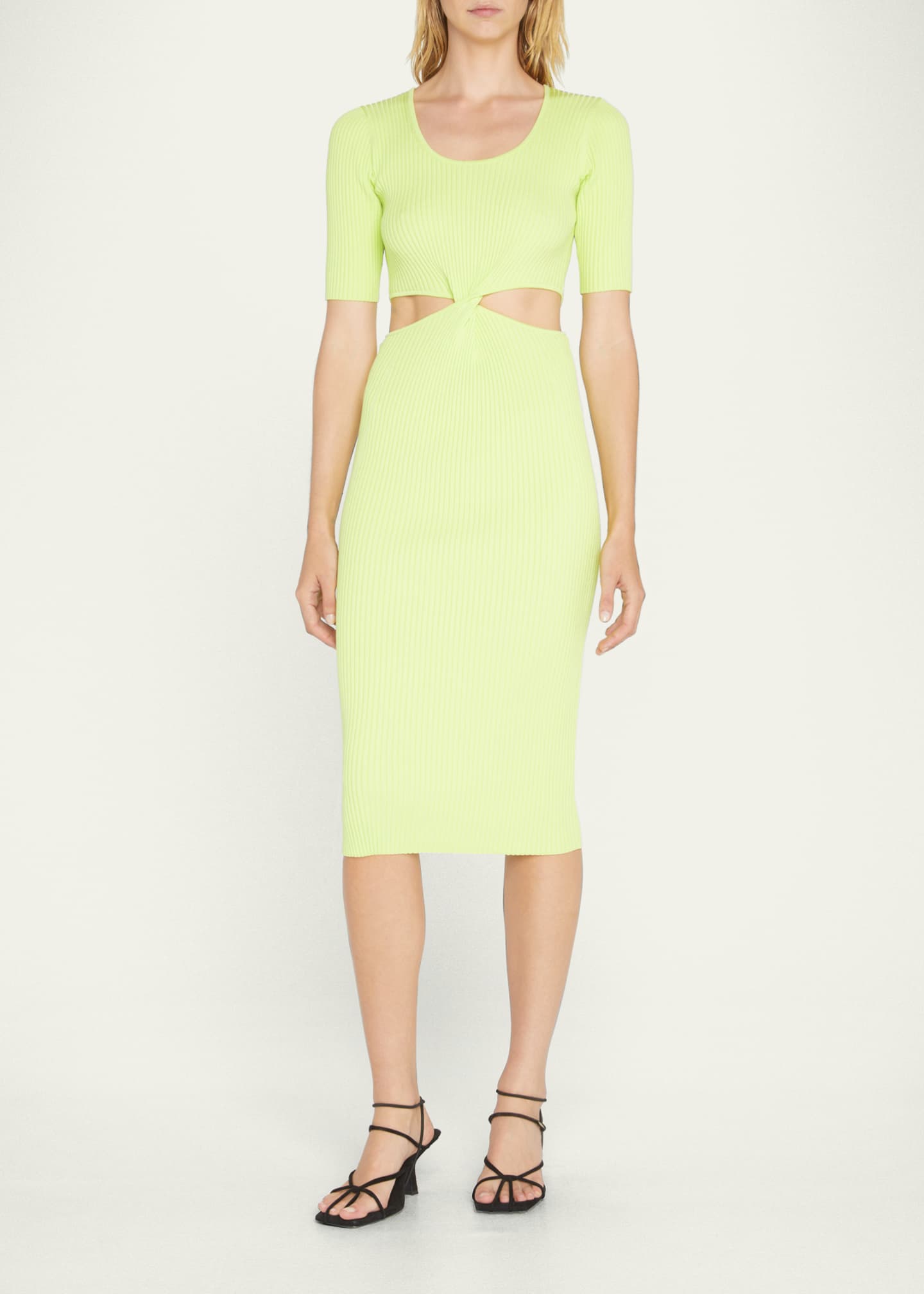 Jonathan Simkhai Colette Matte Compact-Rib Cutout Midi Dress - Bergdorf ...