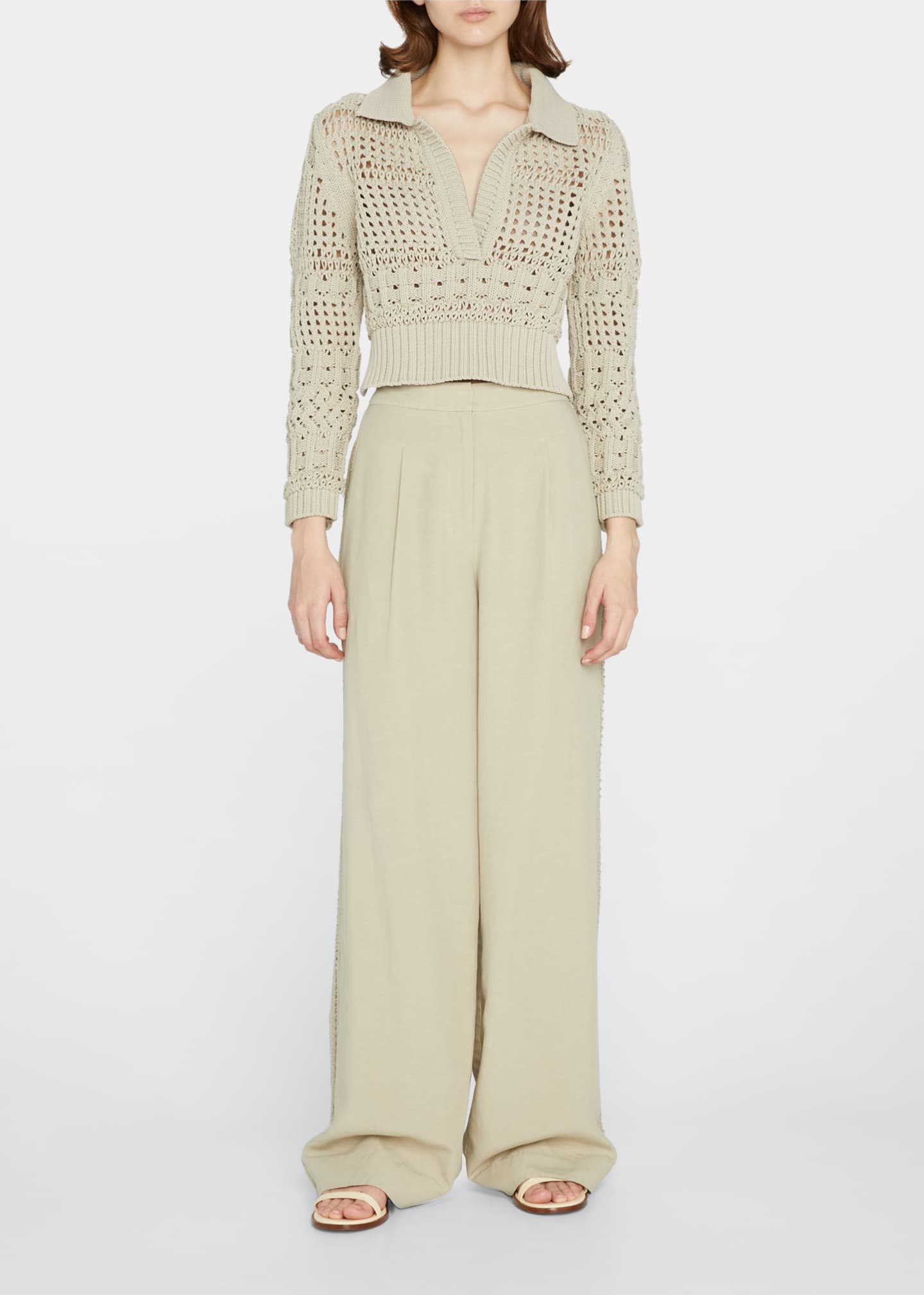 Jonathan Simkhai Eleni Cropped Crochet Polo Top - Bergdorf Goodman