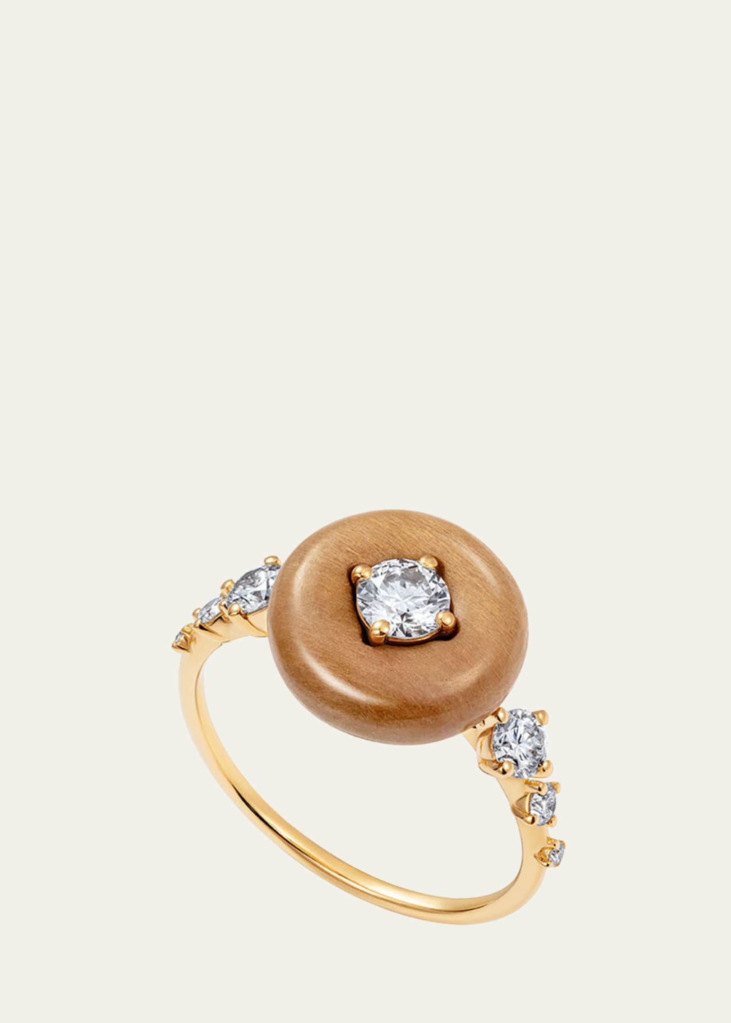 Fernando Jorge 18K Yellow Gold Orbit Diamond and Petrified Wood ...