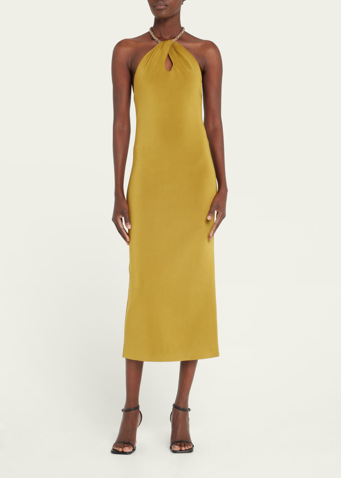 Galvan Cleopatra Chain Necklace Halter Midi Dress - Bergdorf Goodman