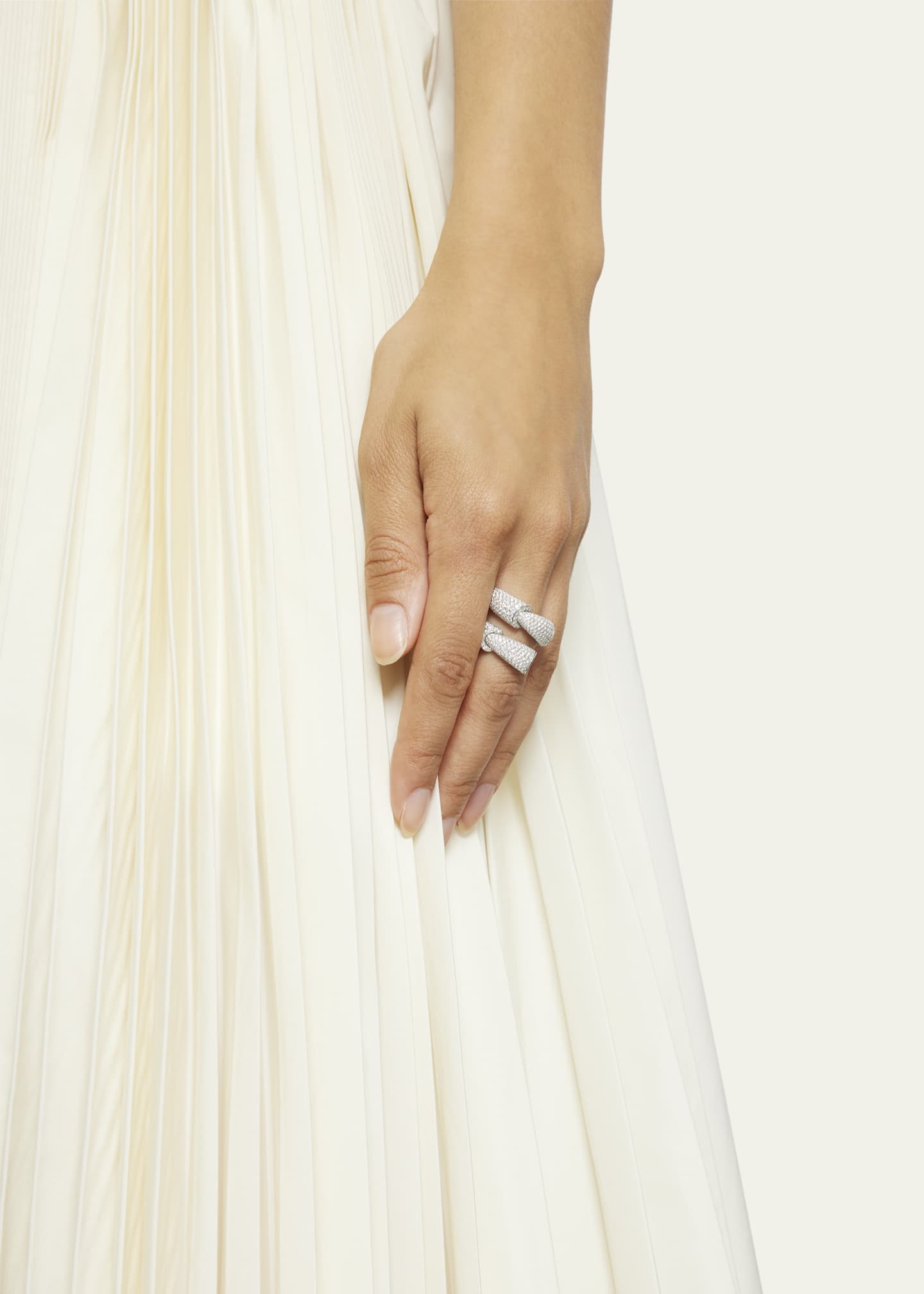 Vhernier 18K White Gold Calla Media Whip Ring with Diamonds - Bergdorf Goodman