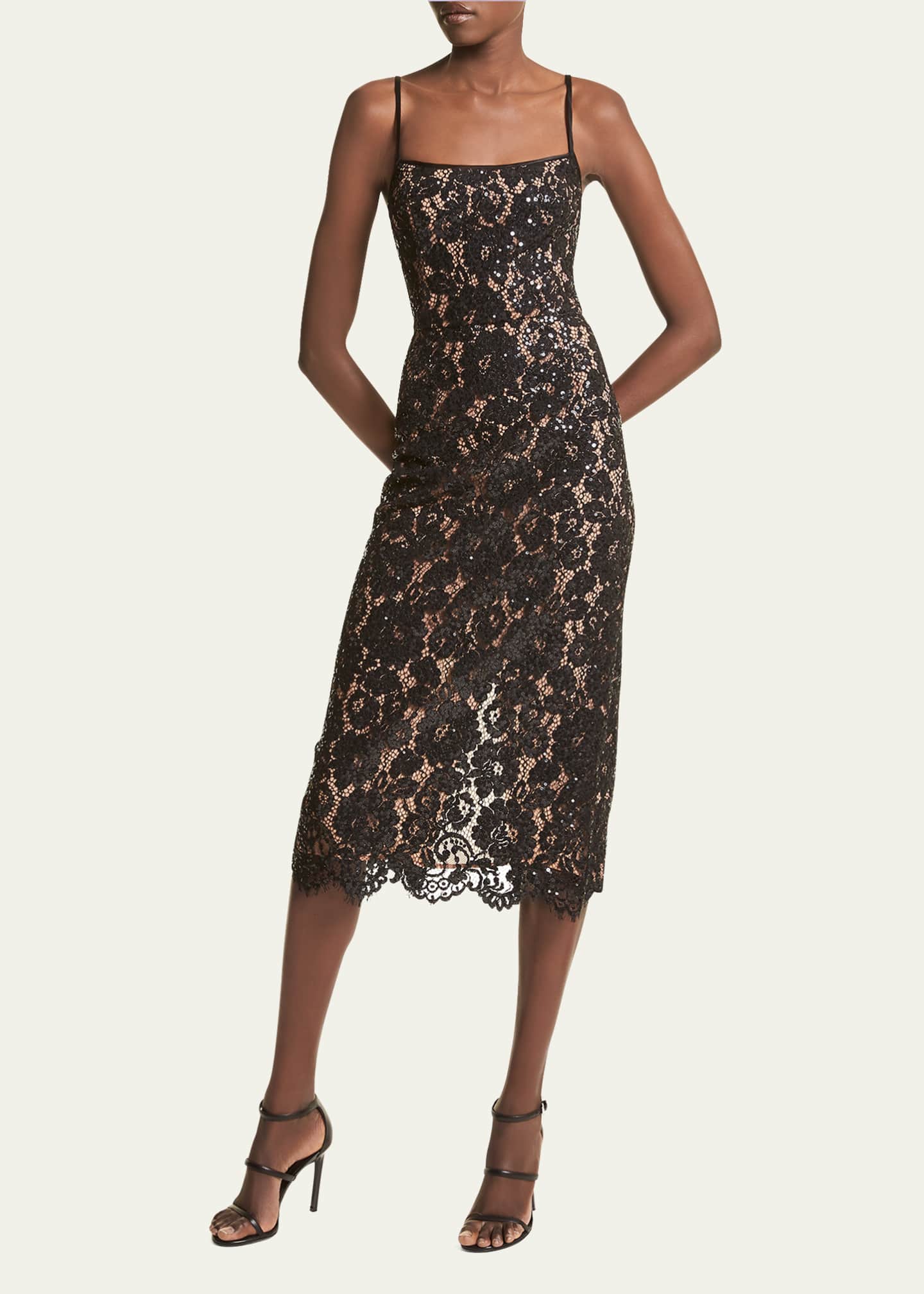 Michael Kors Collection Lace Sequined Midi Slip Dress - Bergdorf Goodman