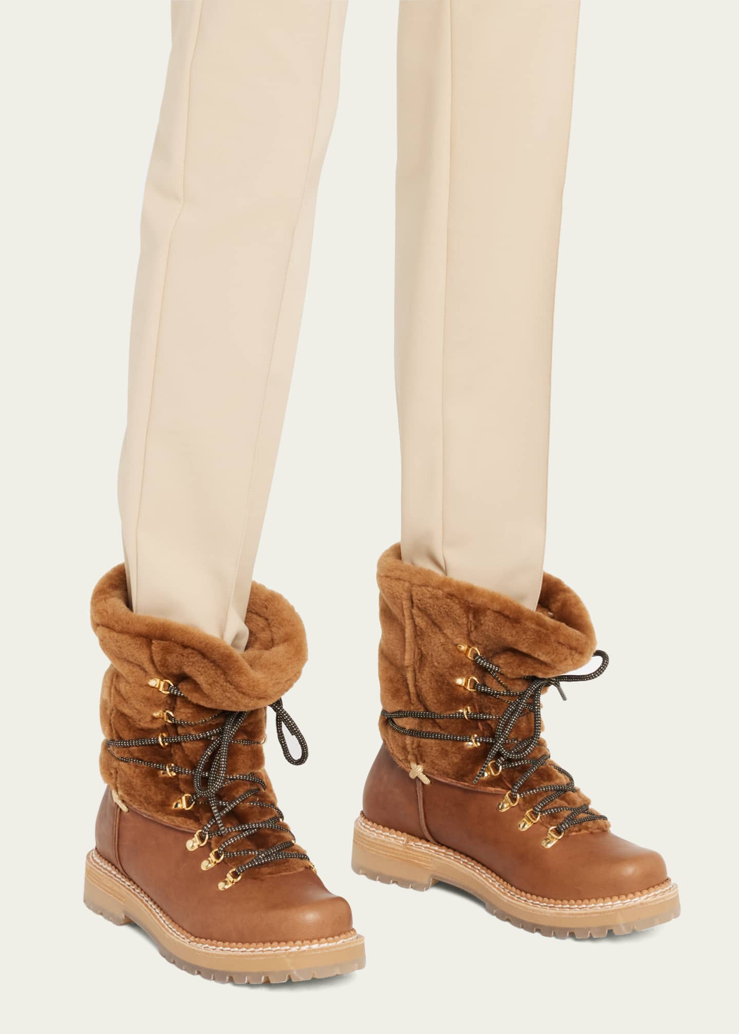 Montelliana 1965 Giada Leather Shearling Hiker Booties - Bergdorf Goodman