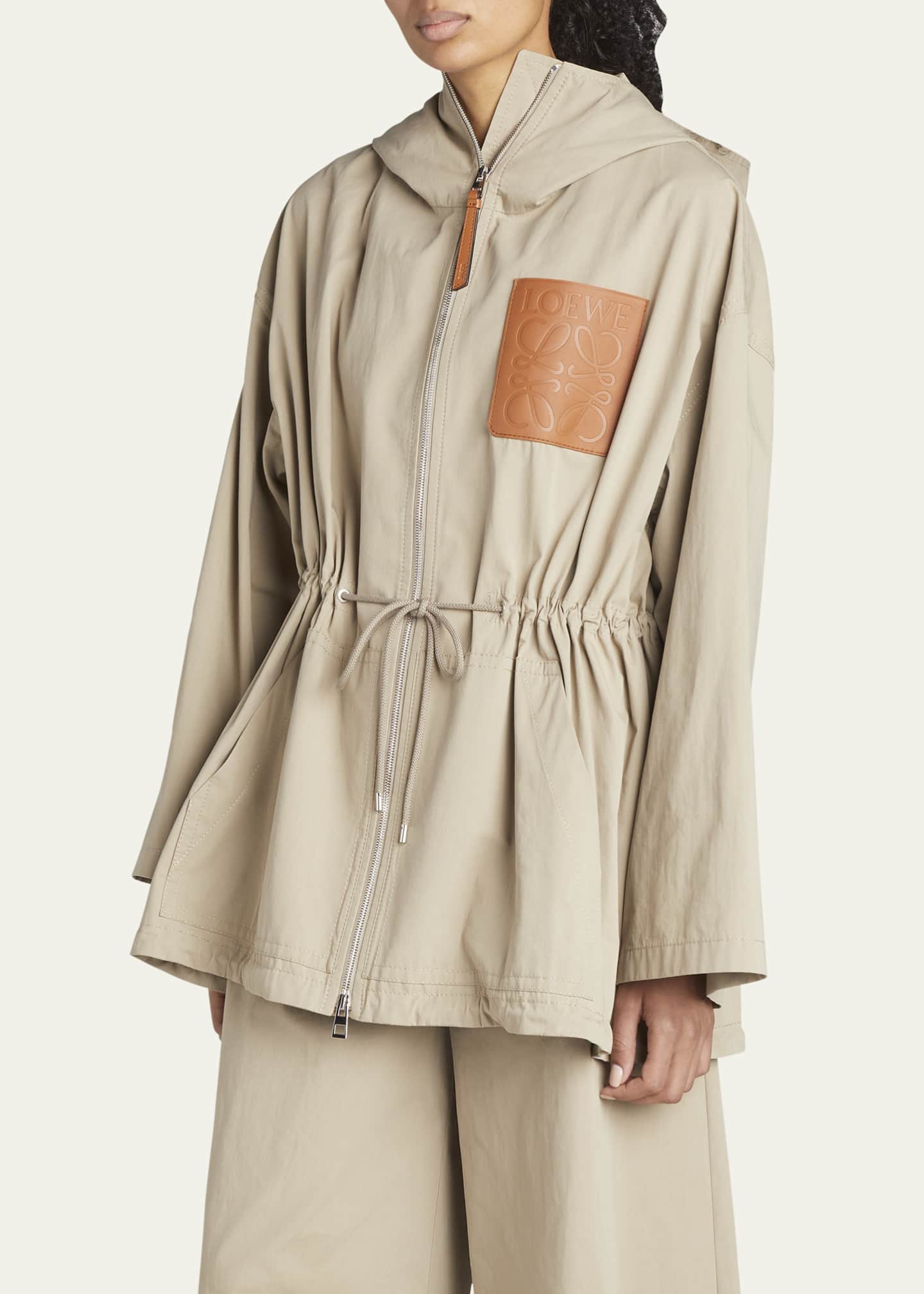 Loewe Hooded Drawstring Patch Pocket Jacket - Bergdorf Goodman
