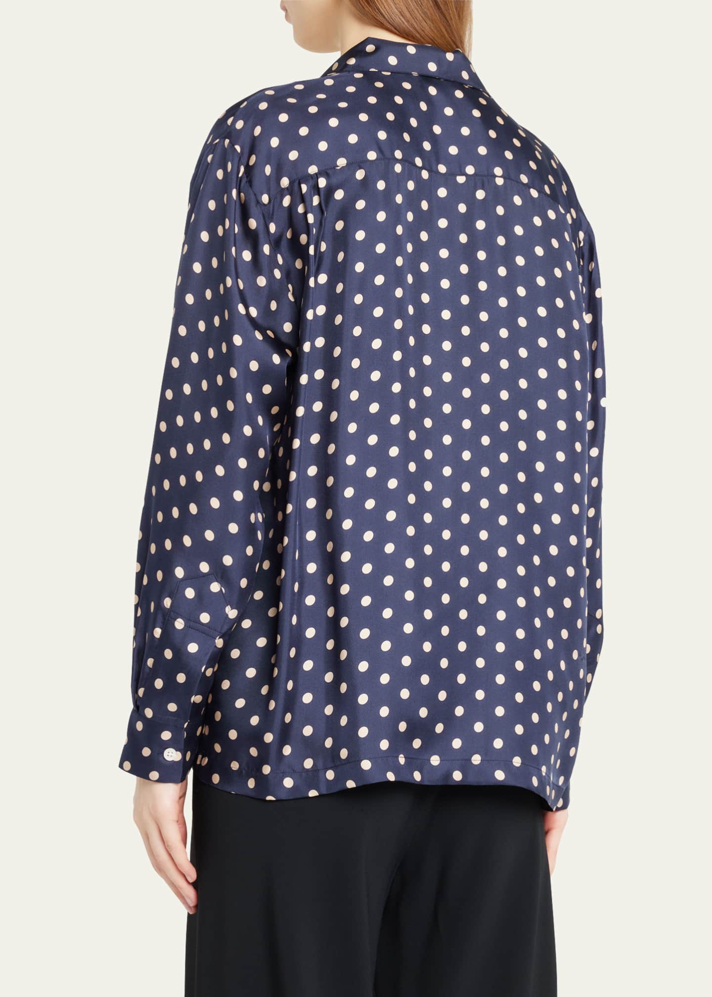 Bode Polka Dot Micro Tie-Front Silk Shirt - Bergdorf Goodman