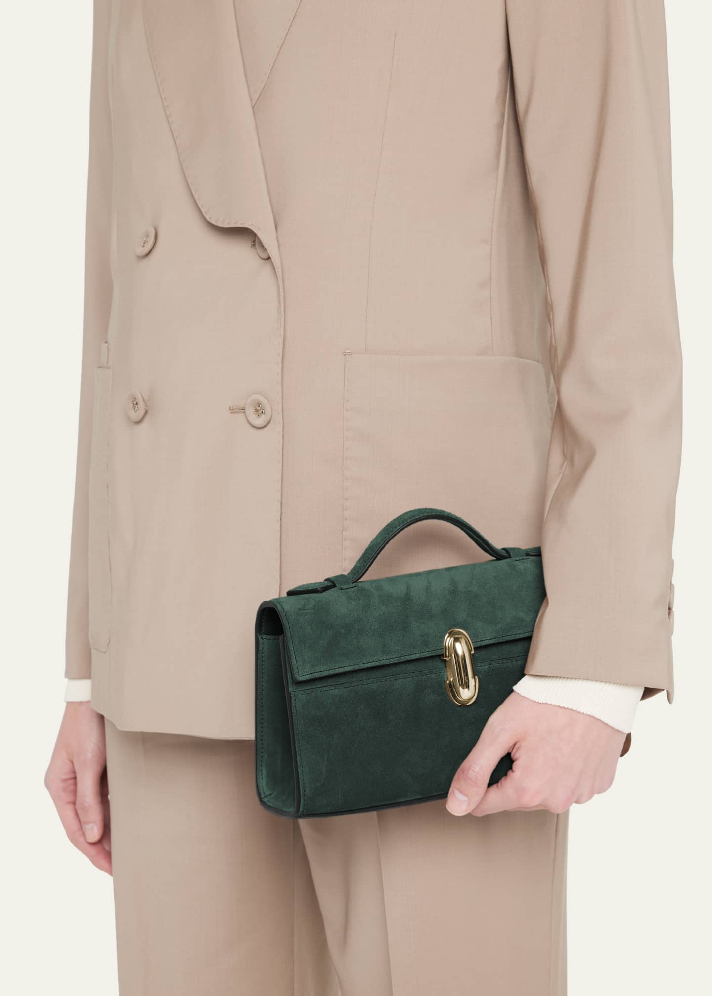 Savette The Symmetry Pouchette Suede Top-Handle Bag - Bergdorf Goodman