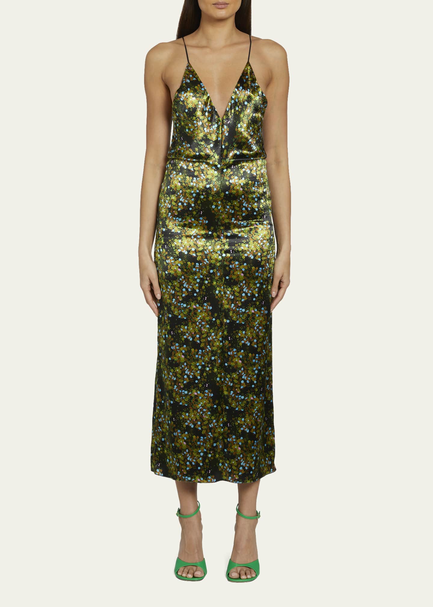 Victoria Beckham Abstract-Print Satin Midi Dress - Bergdorf Goodman