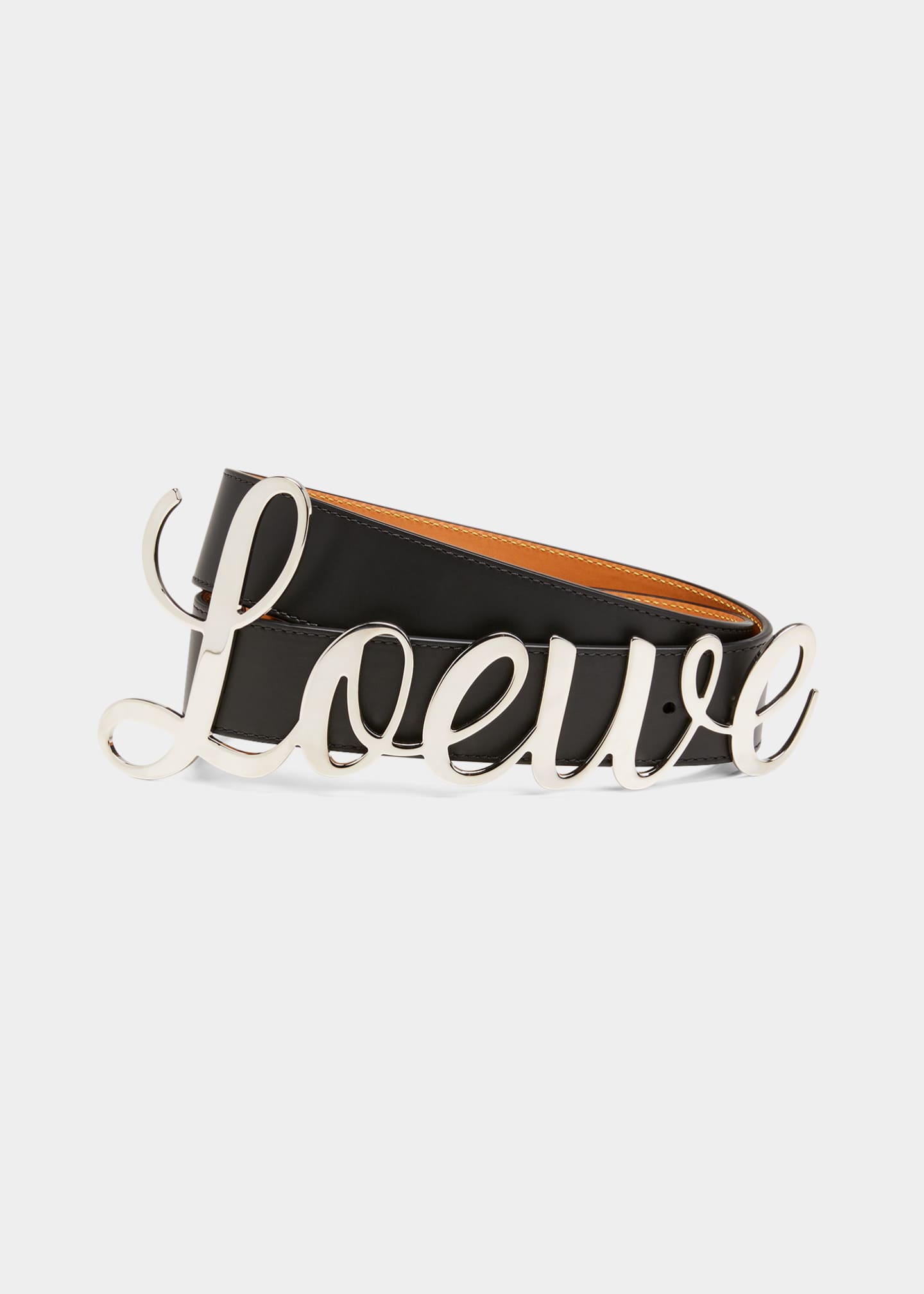 Loewe Men's Maxi Logo Buckle Leather Belt - Bergdorf Goodman