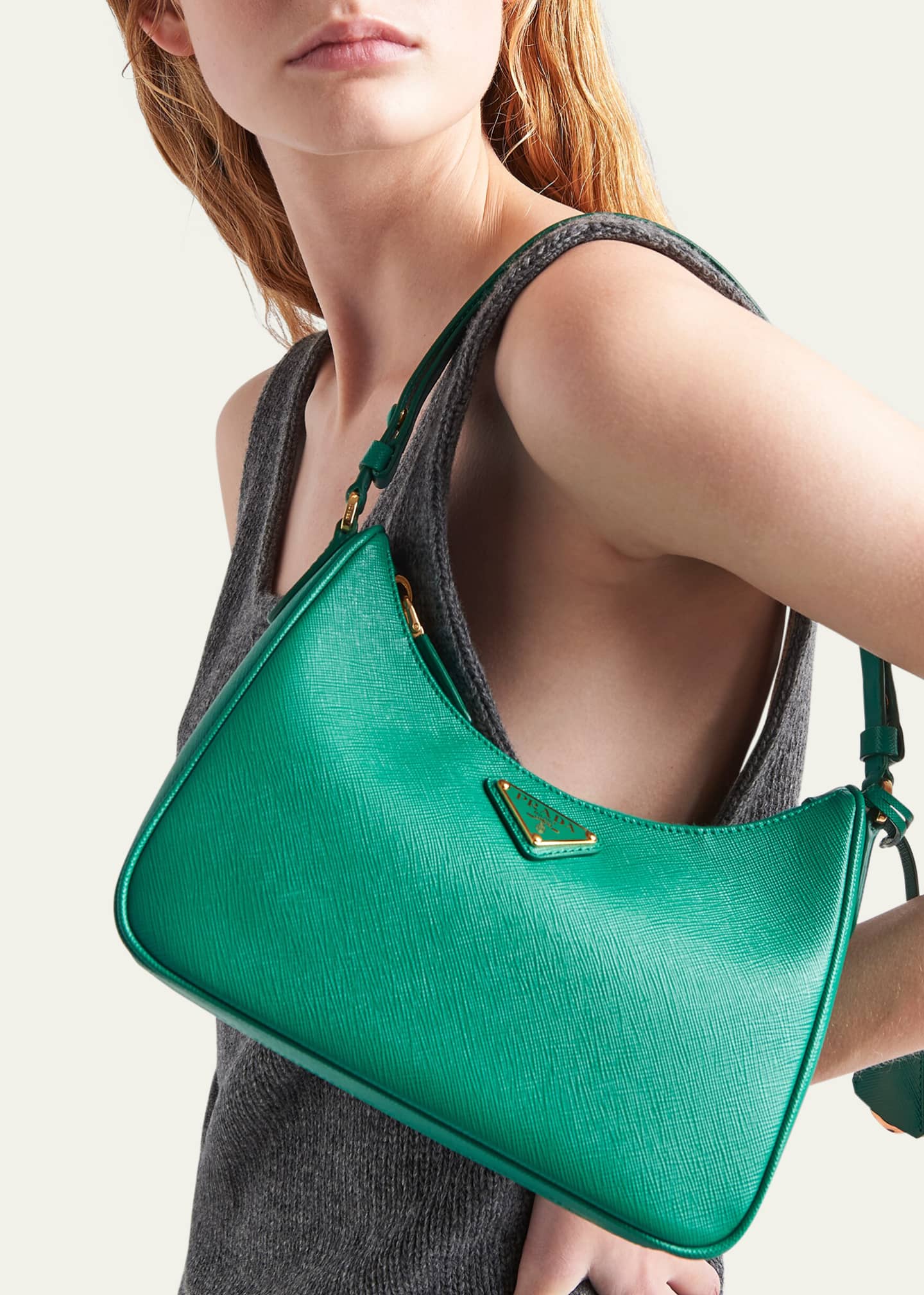 Prada Mini Saffiano Leather Shoulder Bag with Adjustable Strap ...