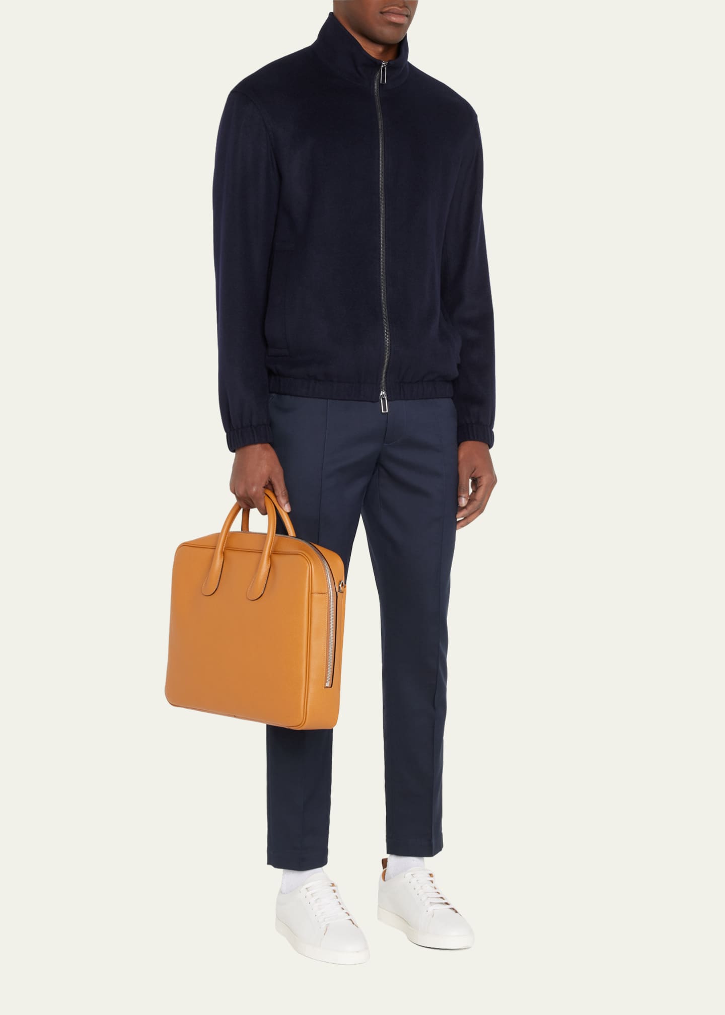 Valextra Men's My Logo Pebble Leather Briefcase - Bergdorf Goodman