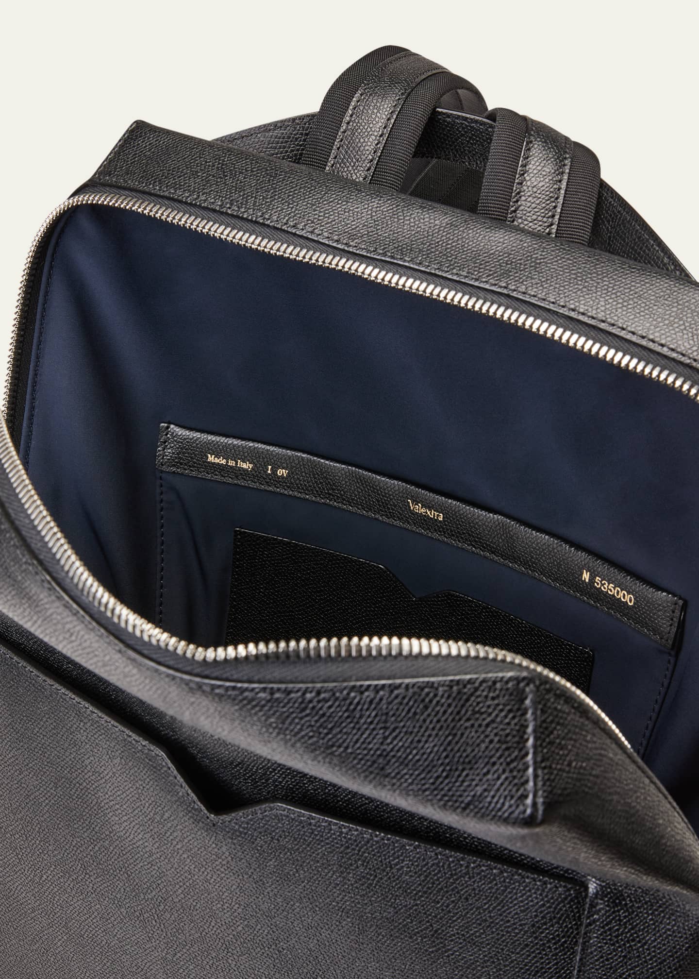 Valextra Men's V-Compact V-Line Pebble Leather Backpack - Bergdorf Goodman