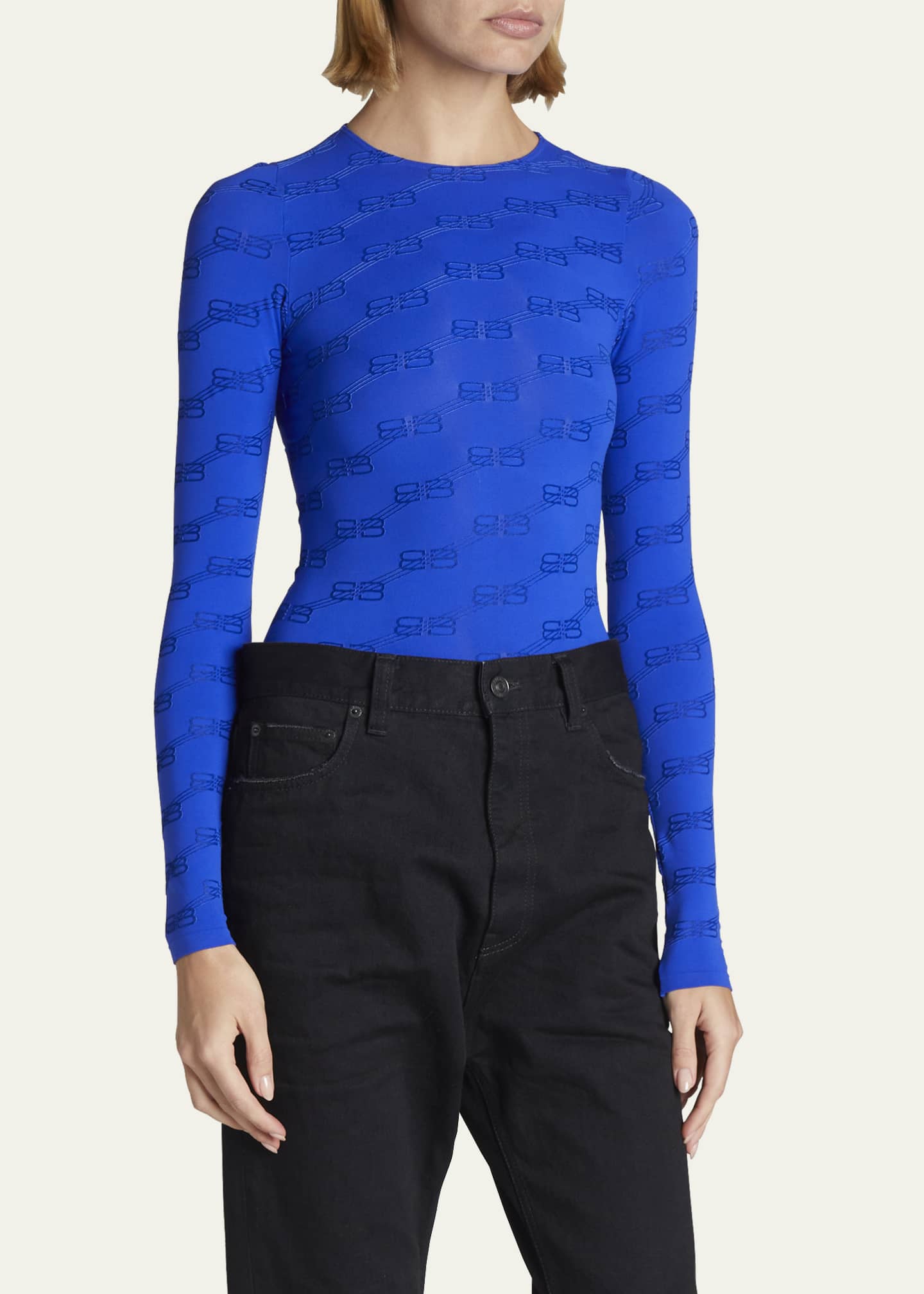 Balenciaga BB Monogram Flocked Jacquard Top - Bergdorf Goodman
