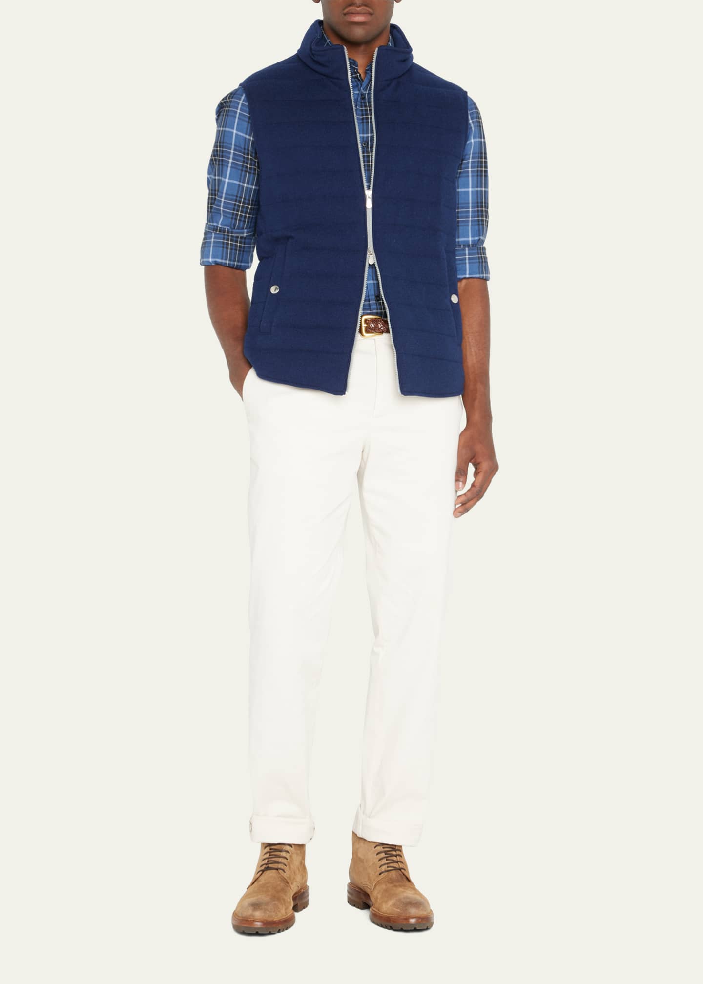 Brunello Cucinelli Men's Cashmere Down Vest - Bergdorf Goodman