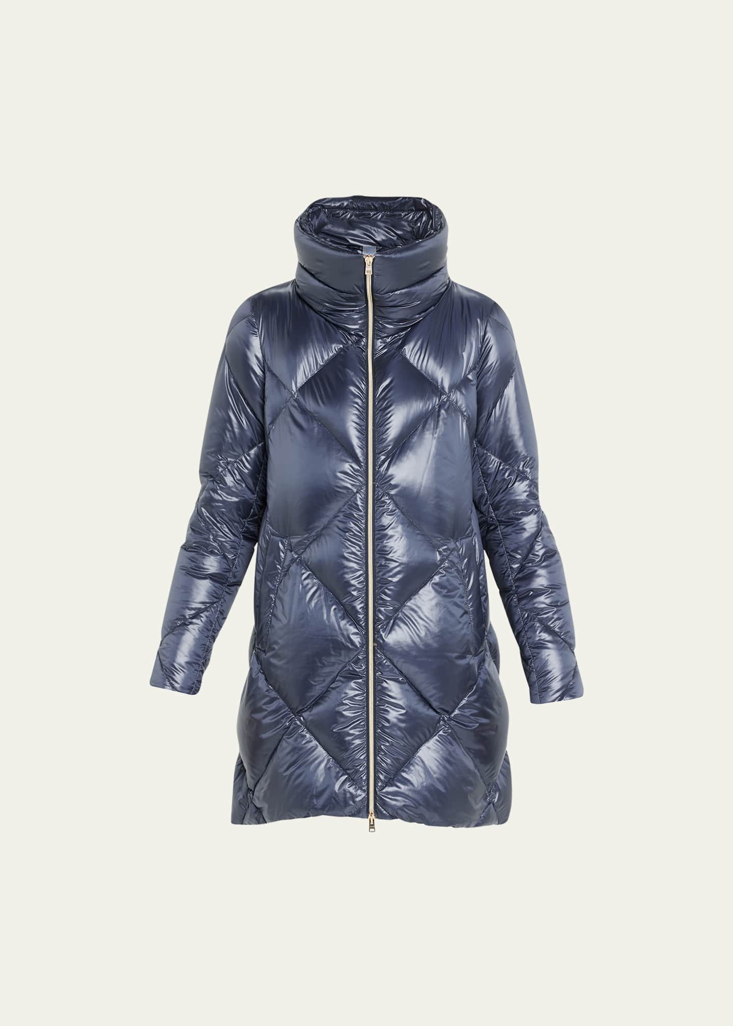 Herno Diamond-Stitch Woven Half Puffer Coat - Bergdorf Goodman